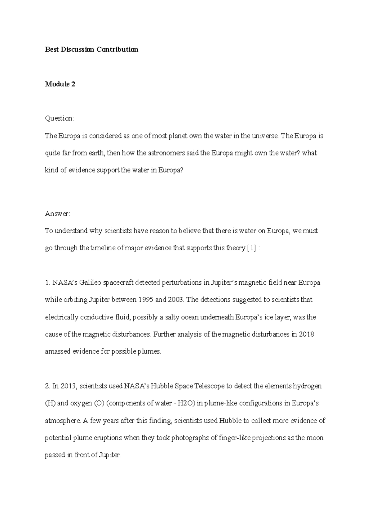 Best Discussion Contribution - Best Discussion Contribution Module 2 ...