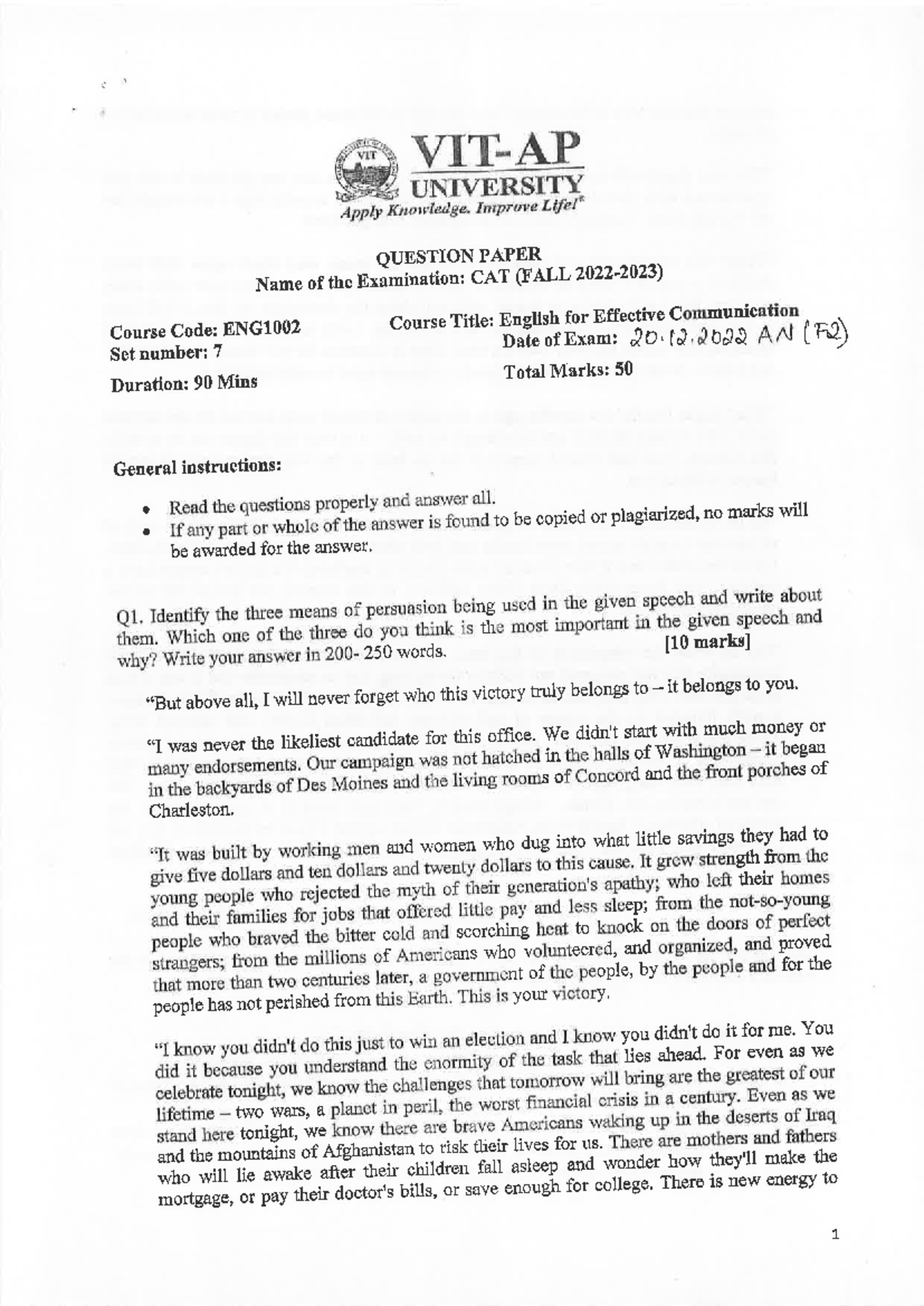 ENG1002-cat-pyq - previous years question papers - VIT UNIVERSITY Apply ...