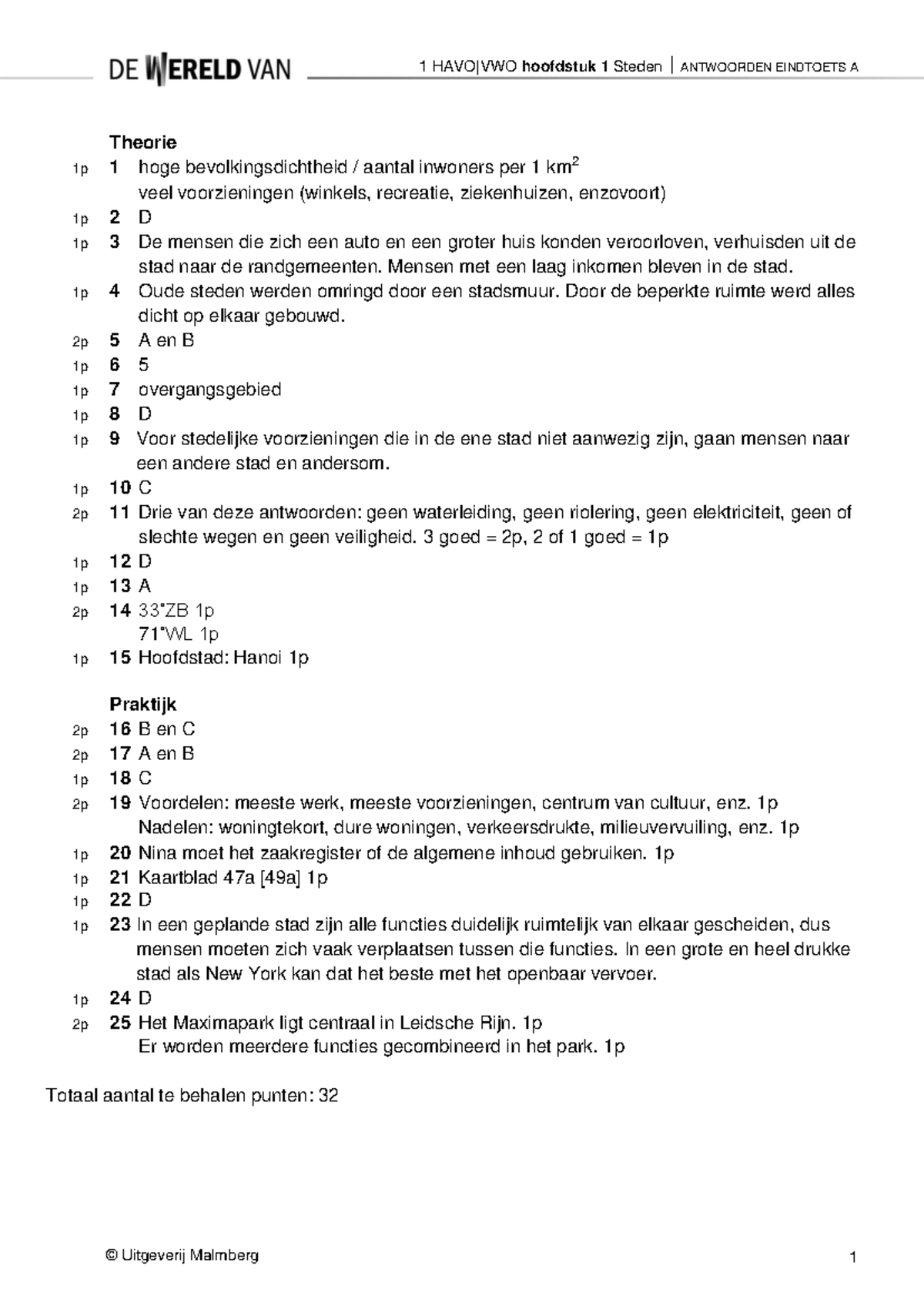 Dwv 1hv H1 ETA antw - 1 HAVO|VWO hoofdstuk 1 Steden ANTWOORDEN ...