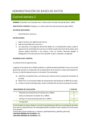 Semana 8 administracion base de datos - ADMINISTRACIÓN DE BASES DE DATOS SEMANA 8 22-08 ...
