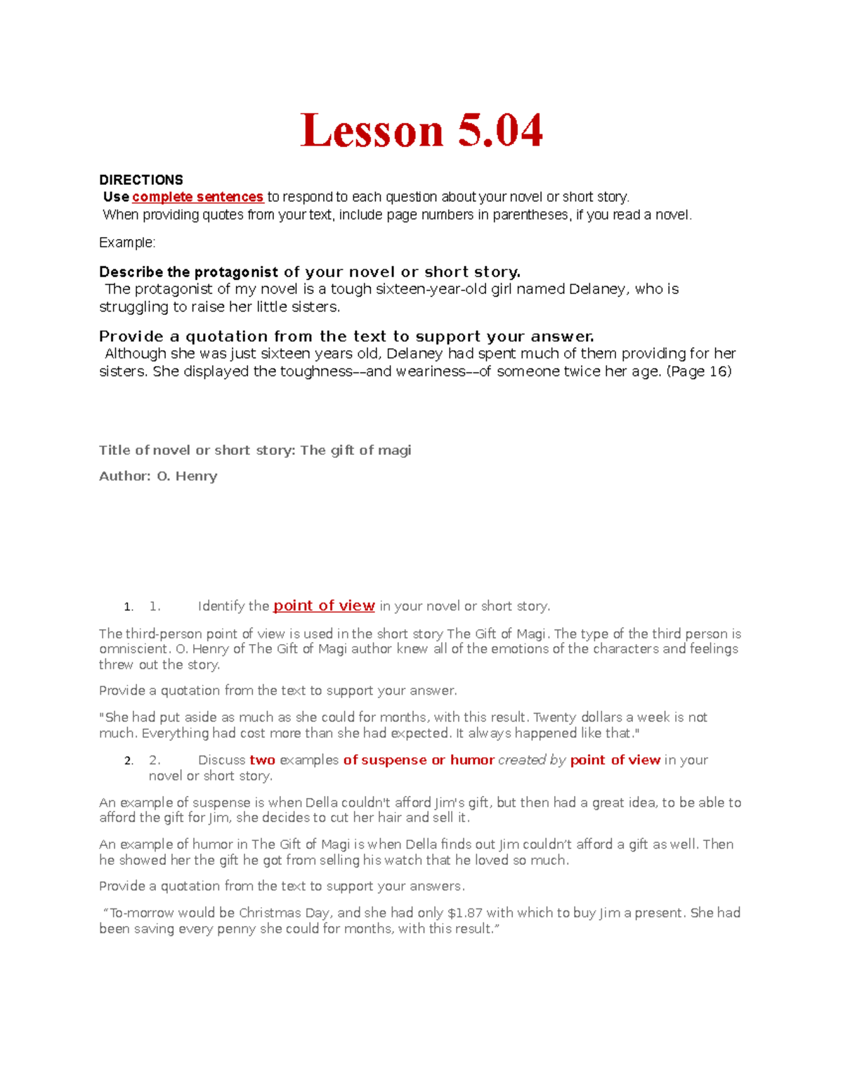 5.04 english - Answers to the whole assignment questions. - Lesson 5 ...