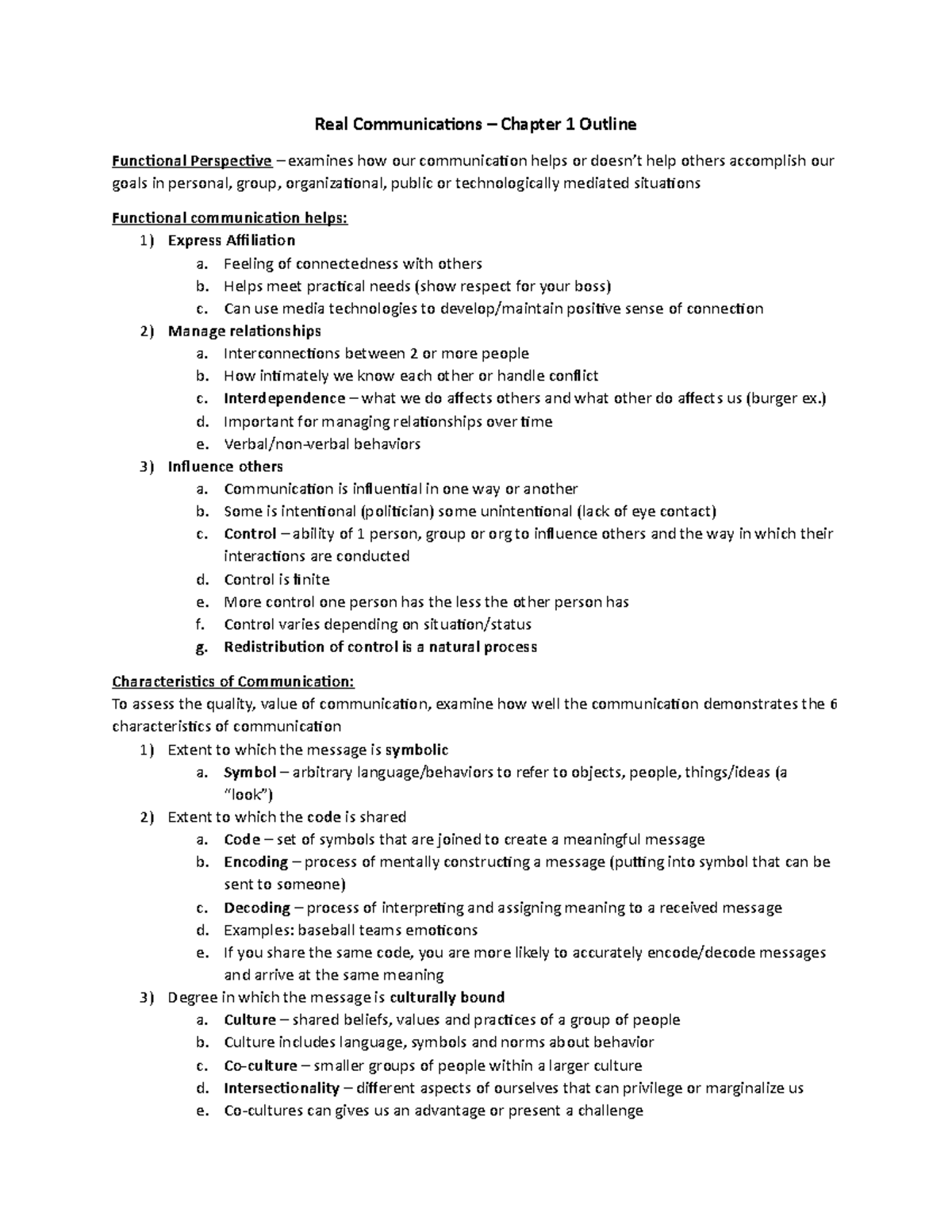 RC Chapter 1 - Summary Real Communication: an Introduction - Real ...