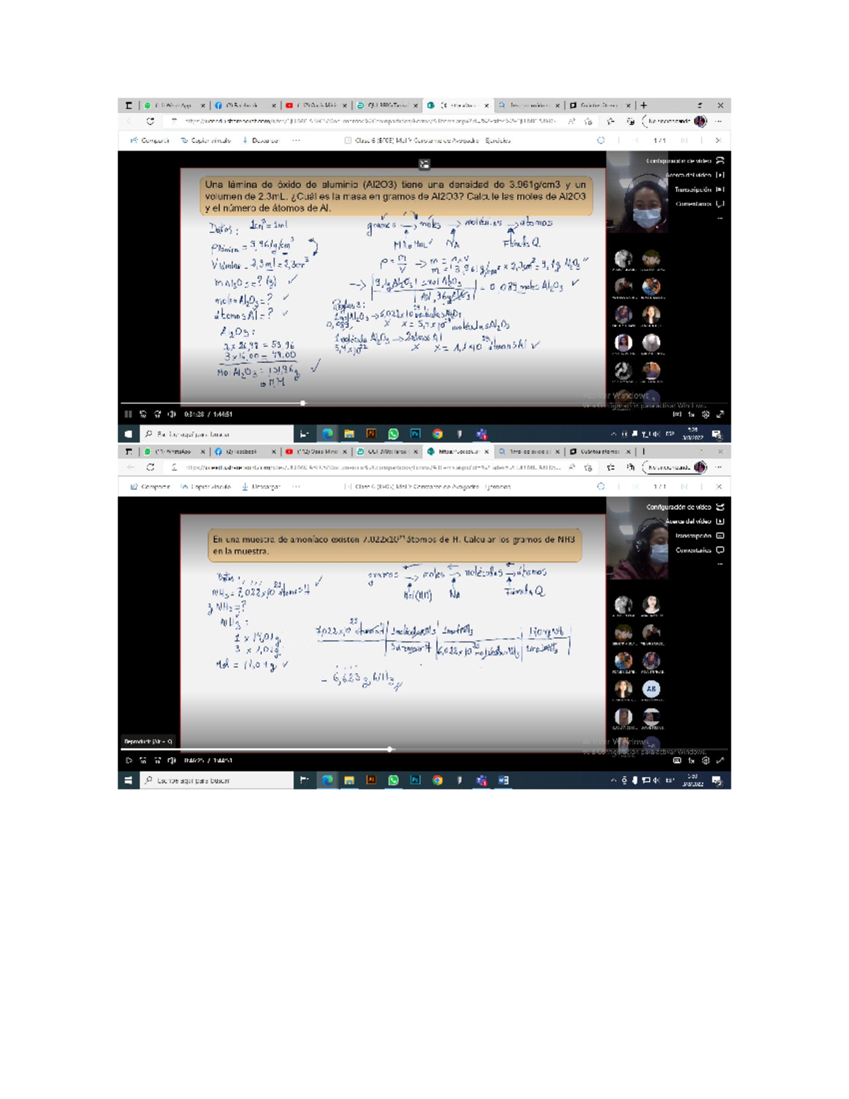 Ejercicios en clases - (11) WhatsApp (2) Facebook x (112) Minis Tarea 1mol de oxido de x Cuántos ...