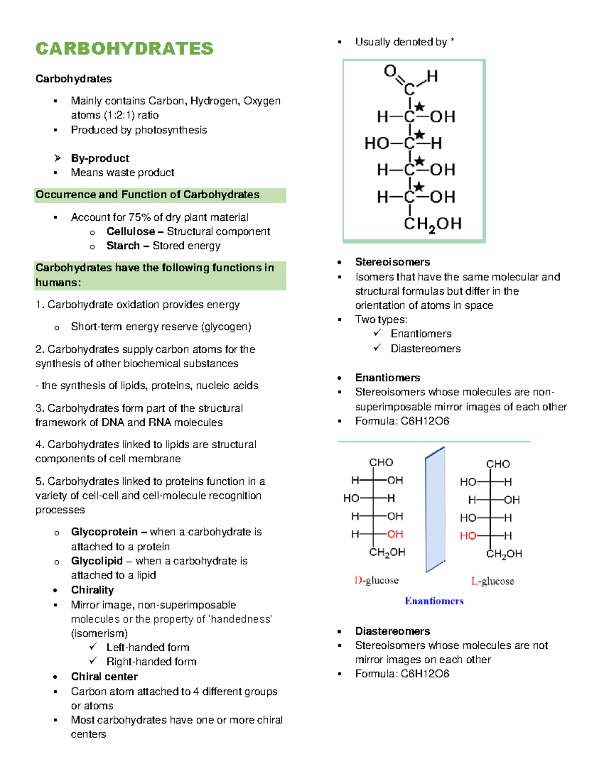 Biochem Carbohydrate Transes - CARBOHYDRATES Carbohydrates Mainly ...