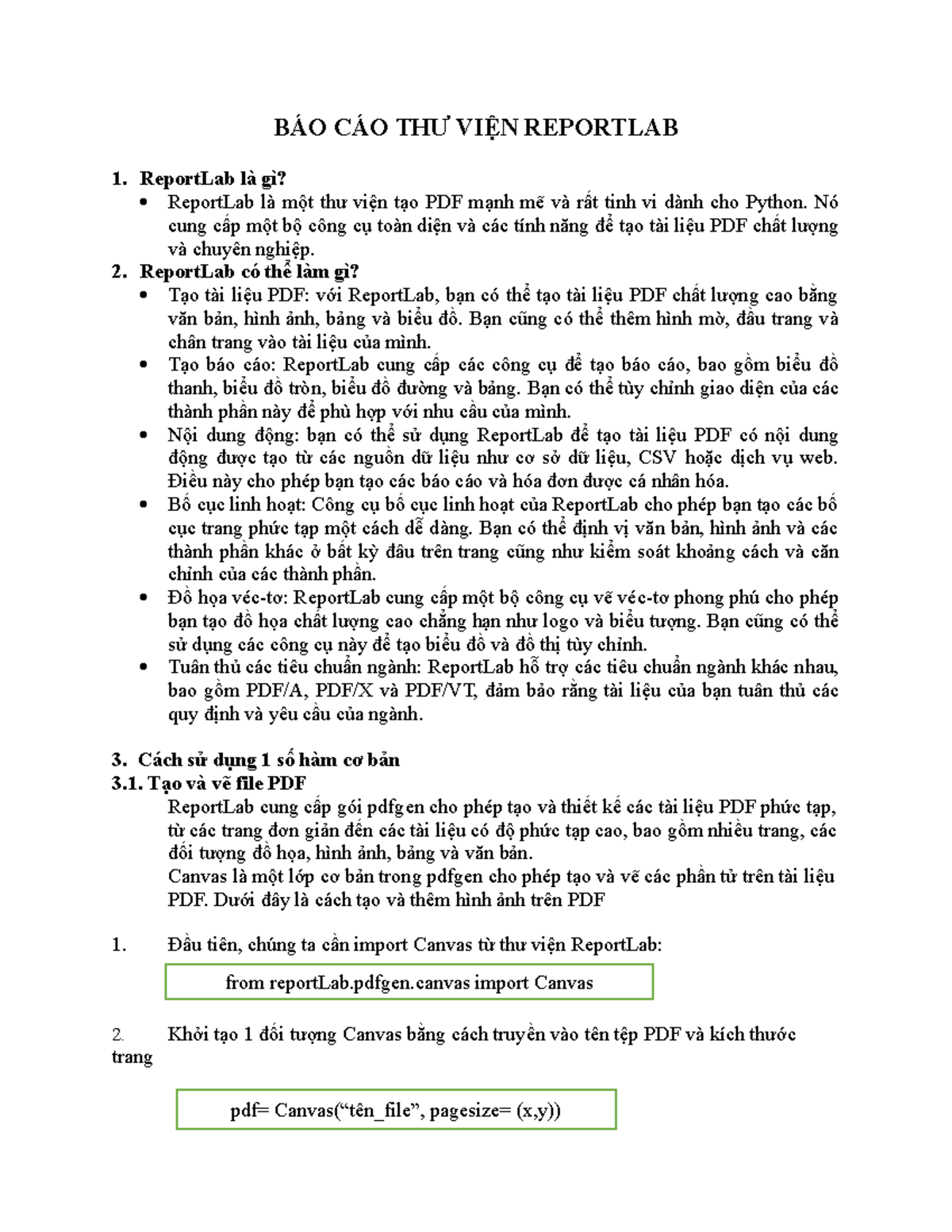 Introduction to Reportlab library - BÁO CÁO THƯ VIỆN REPORTLAB 1 ...