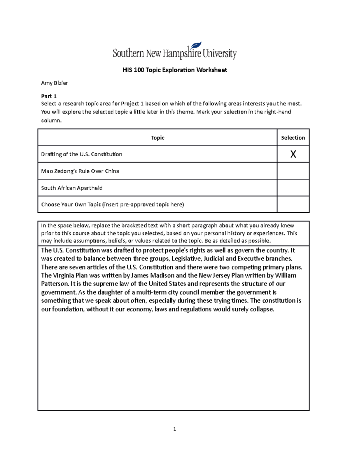 HIS 100 Topic Exploration Worksheet - HIS 100 Topic Exploration ...