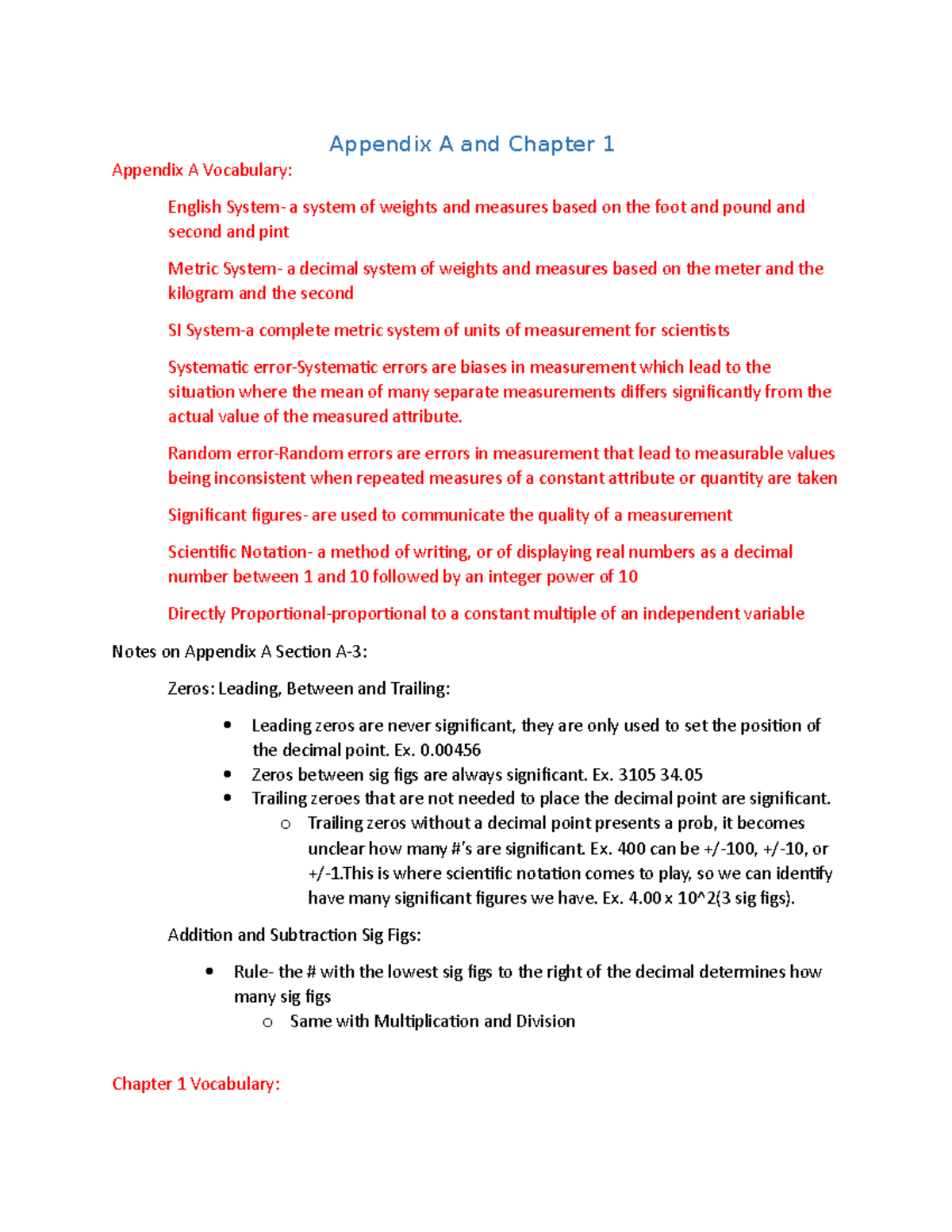 Chemistry Appendix A and Chapter 1 - Appendix A and Chapter 1 Appendix ...
