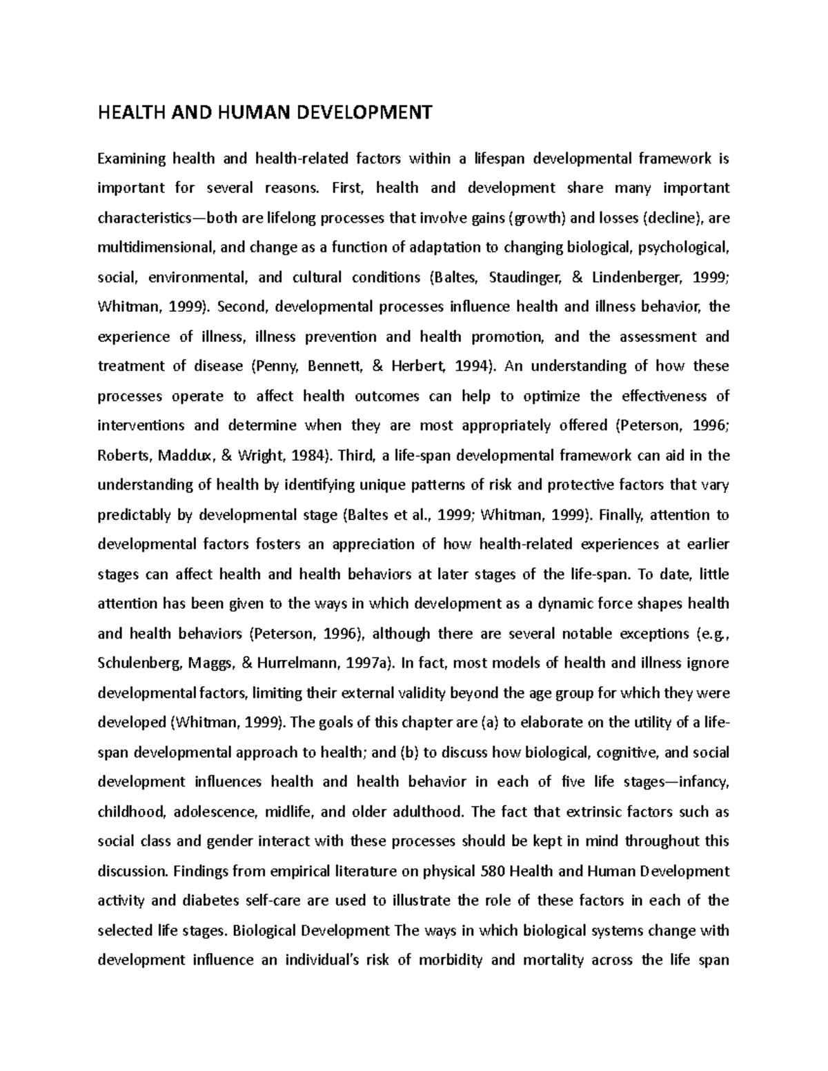 Health AND Human Development - HEALTH AND HUMAN DEVELOPMENT Examining ...