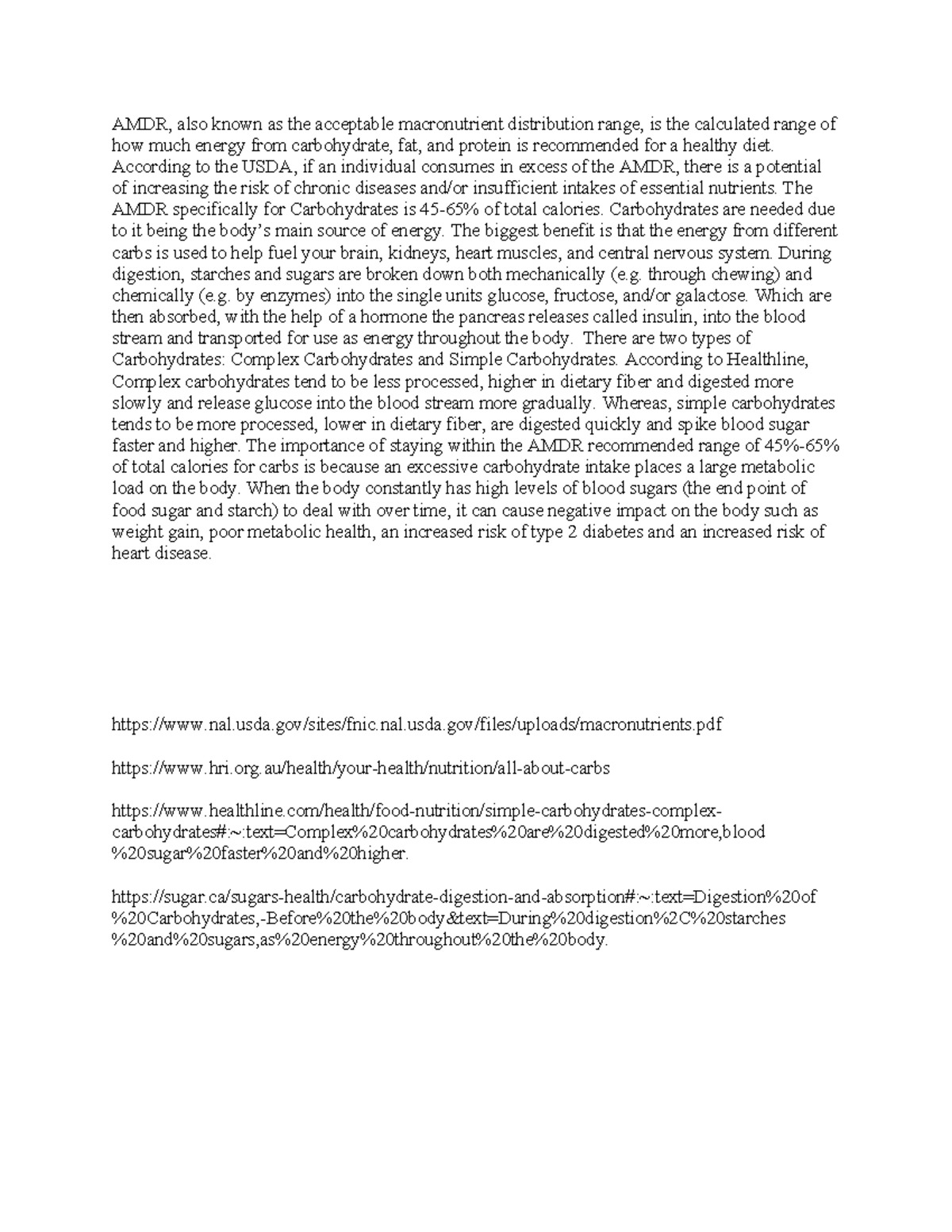 Unit 2 Assignment - AMDR, also known as the acceptable macronutrient ...