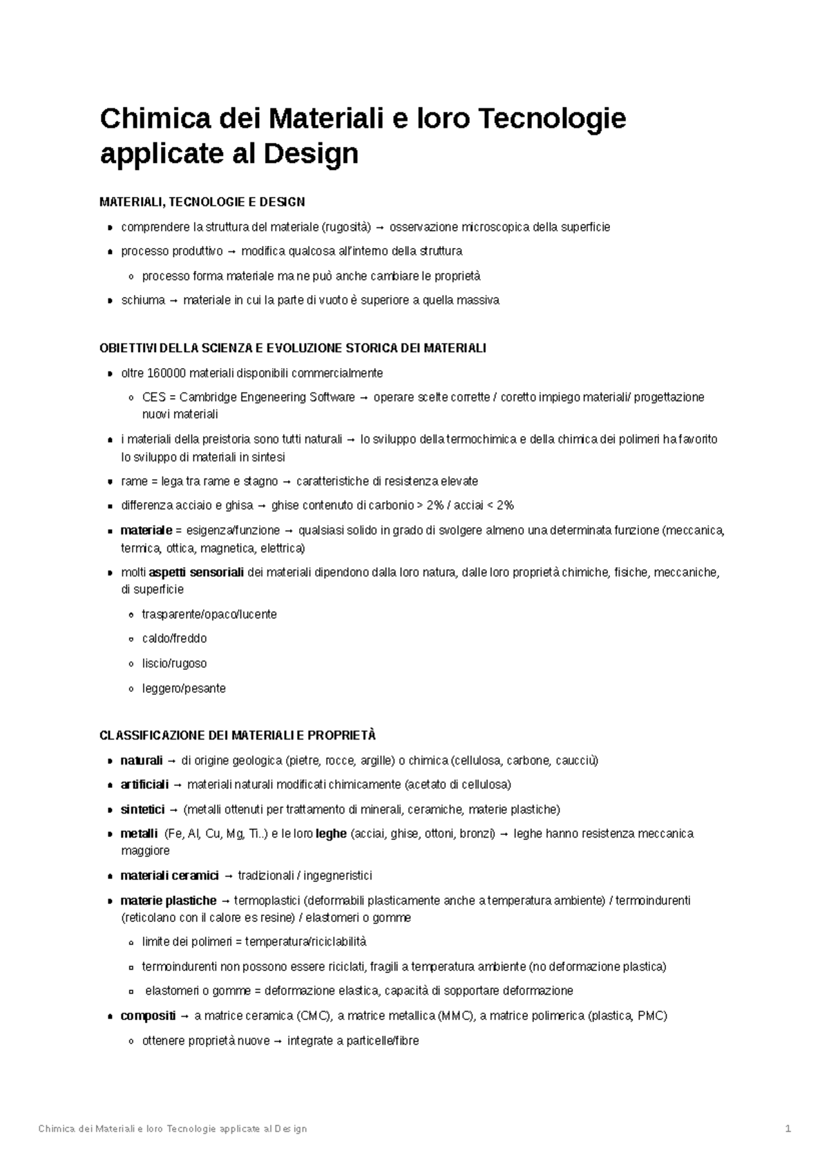 Chimica dei Materiali e loro Tecnologie applicate al design - Chimica ...