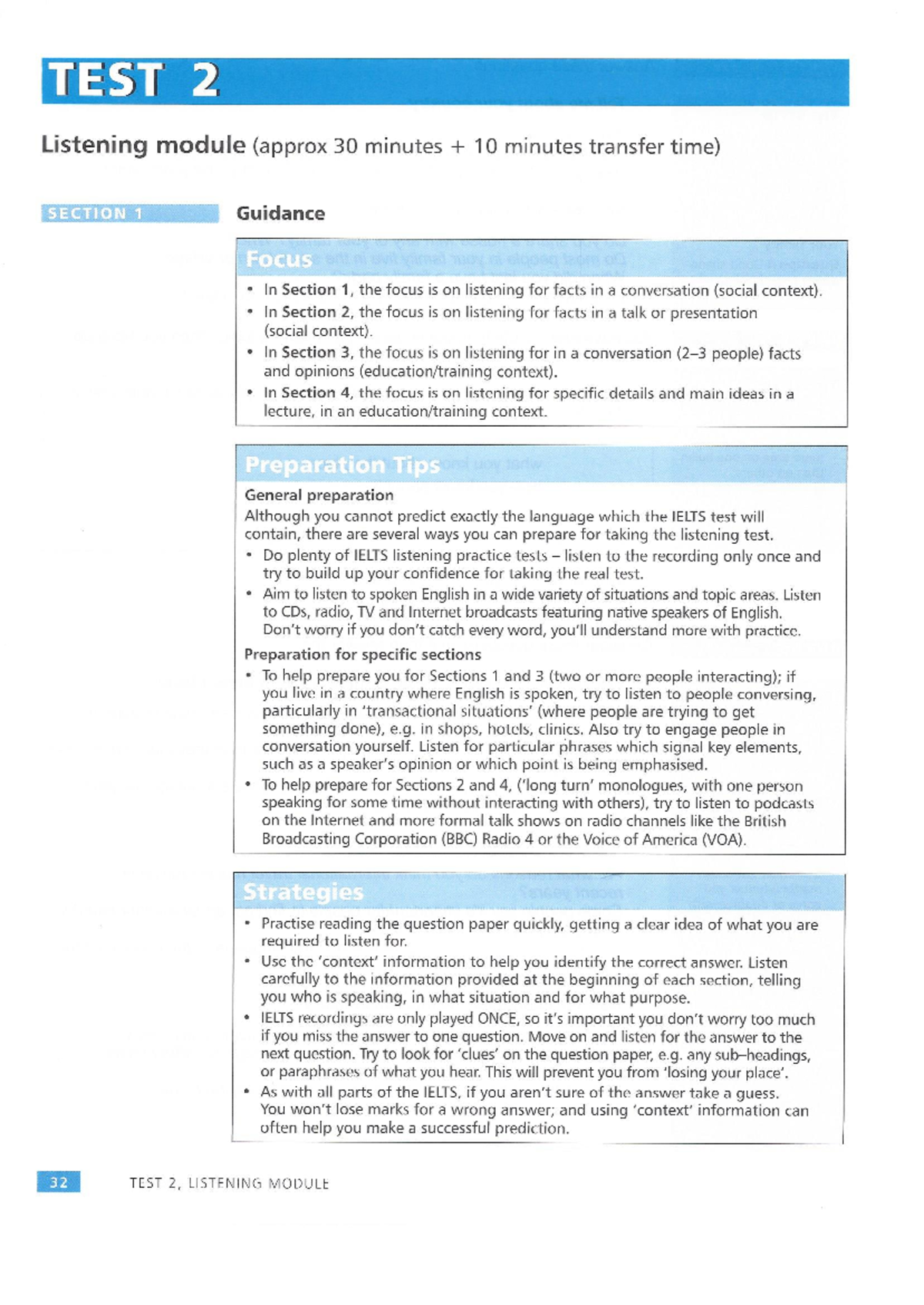 Sách luyện ielts - TEST 2 Listening module (approx 30 minutes 10 ...