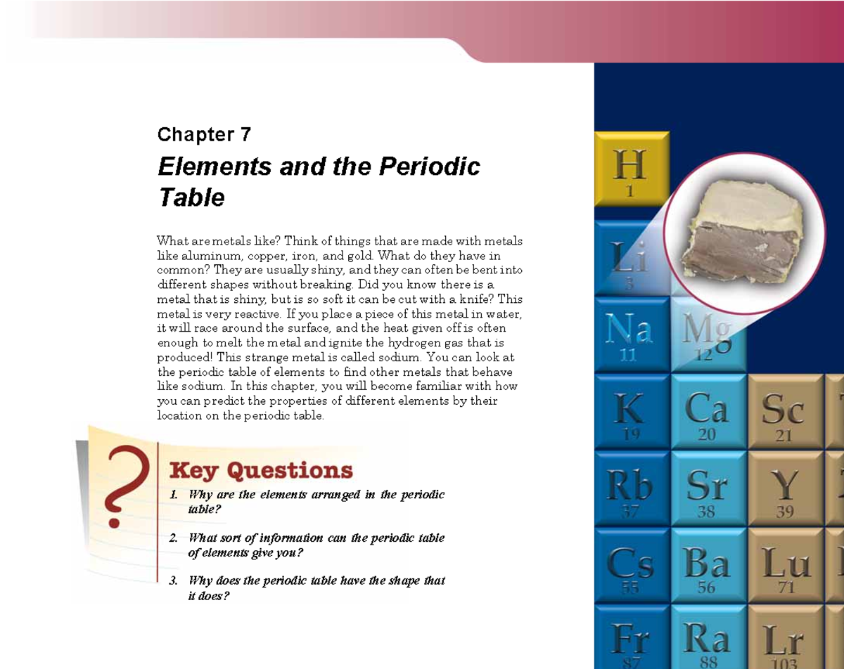 Physics science chapter 2 - Chapter 7 Elements and the Periodic Table ...