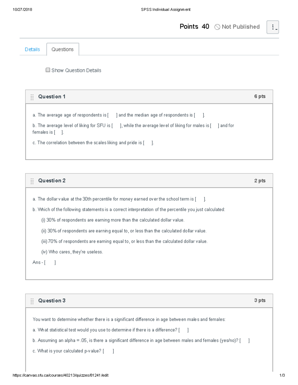 SPSS pratice worksheet - 10/27/2018 SPSS Individual Assignment - Studocu