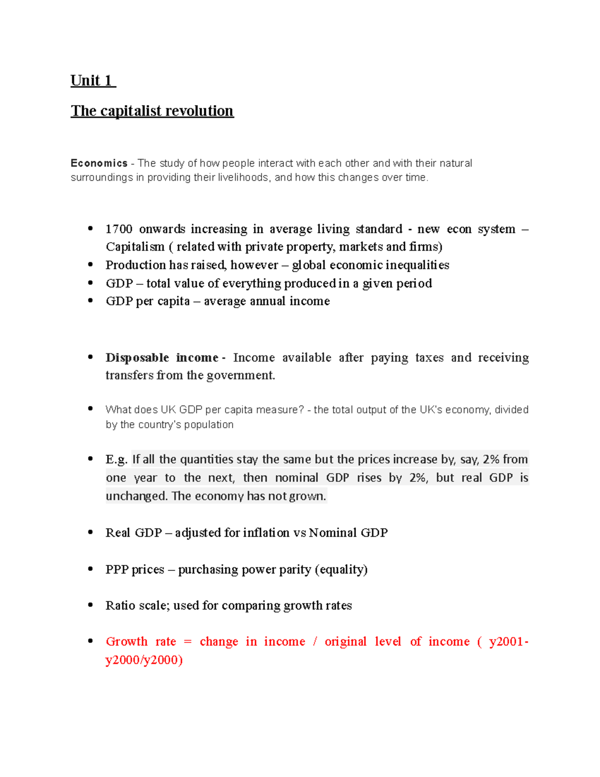 Chapter 1&2 - Lecture notes 1-2 - Unit 1 The capitalist revolution ...