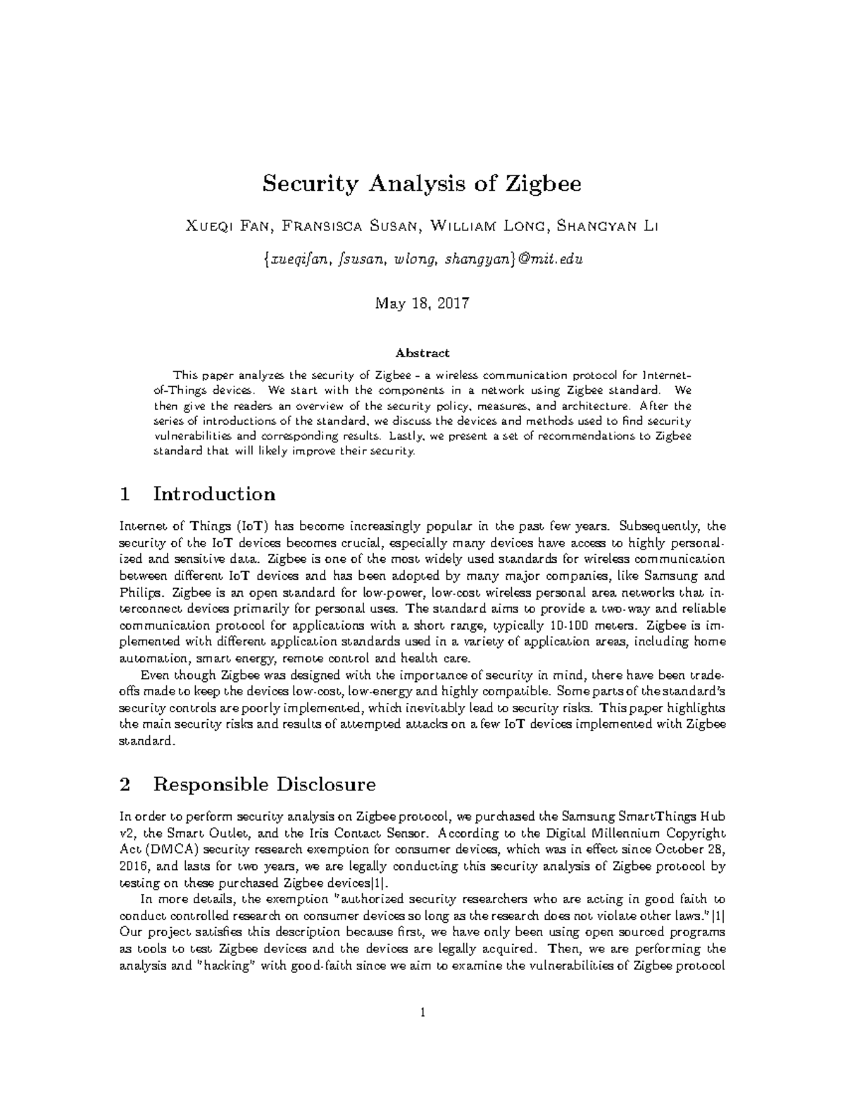 17 - Artículos cientificos - Security Analysis of Zigbee Xueqi Fan ...