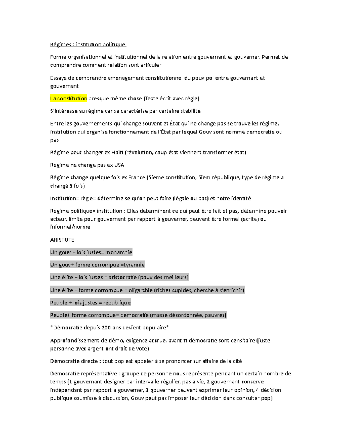 Régime - Notes de cours 2 - POL1000 - UdeM - Studocu