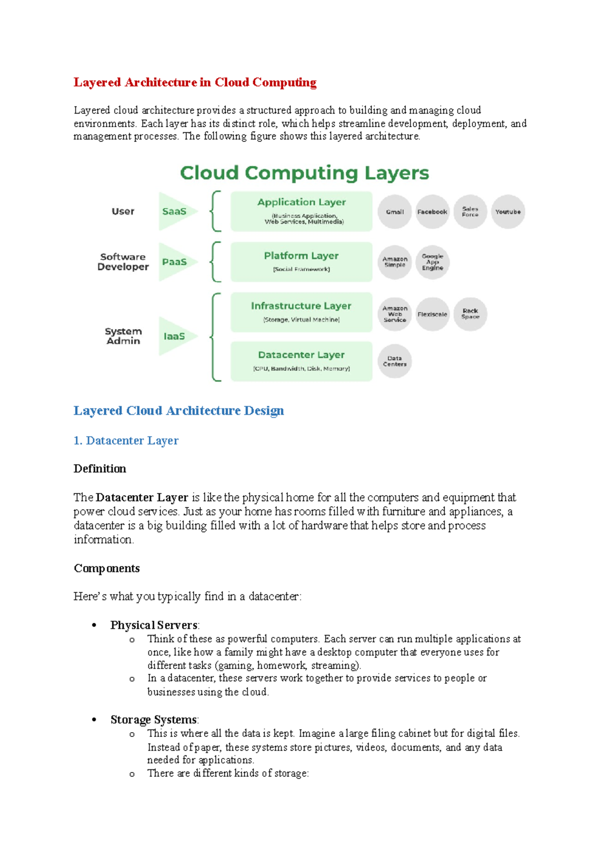 Layered Architecture in Cloud Computing - Each layer has its distinct ...