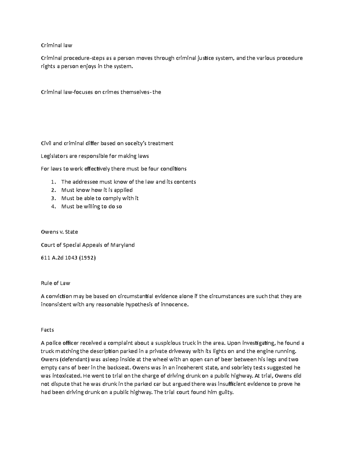 Crim law class 1 notes - LAW 500F - MSU - Studocu