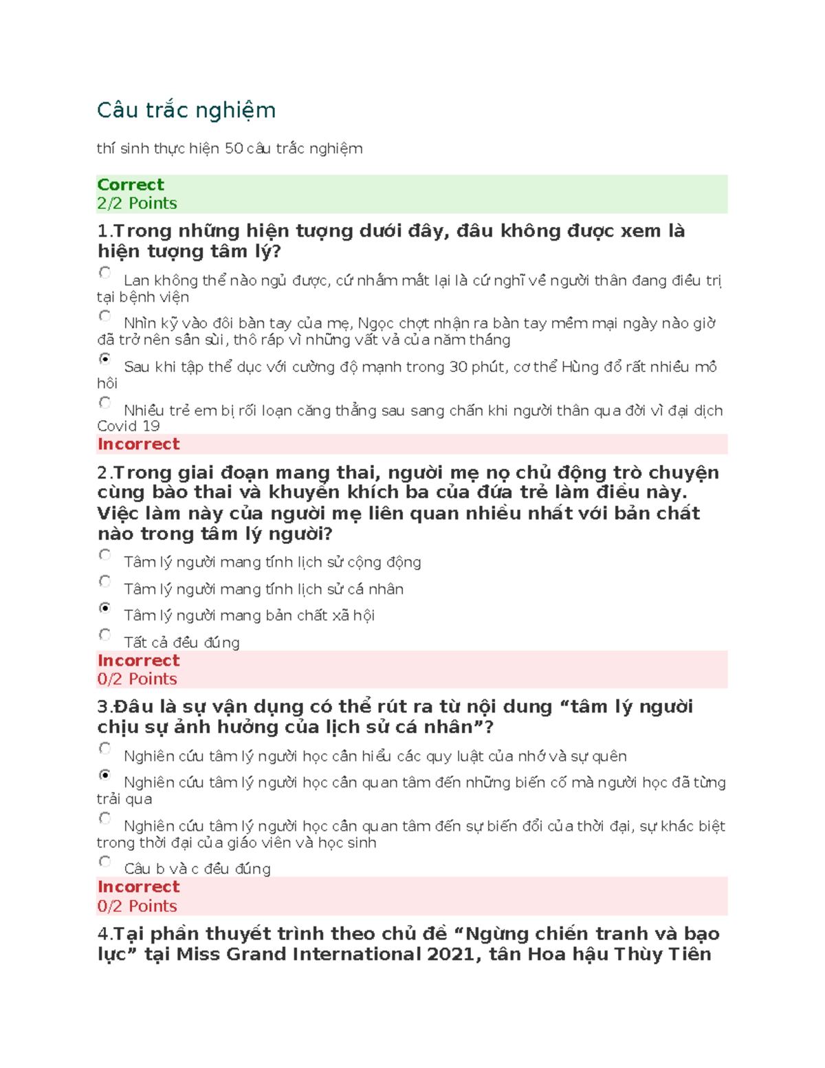 Đề-TLH-K47 - ... - Câu trắc nghiệm thí sinh thực hiện 50 câu trắc nghiệm Correct 2/2 Points 1 ...
