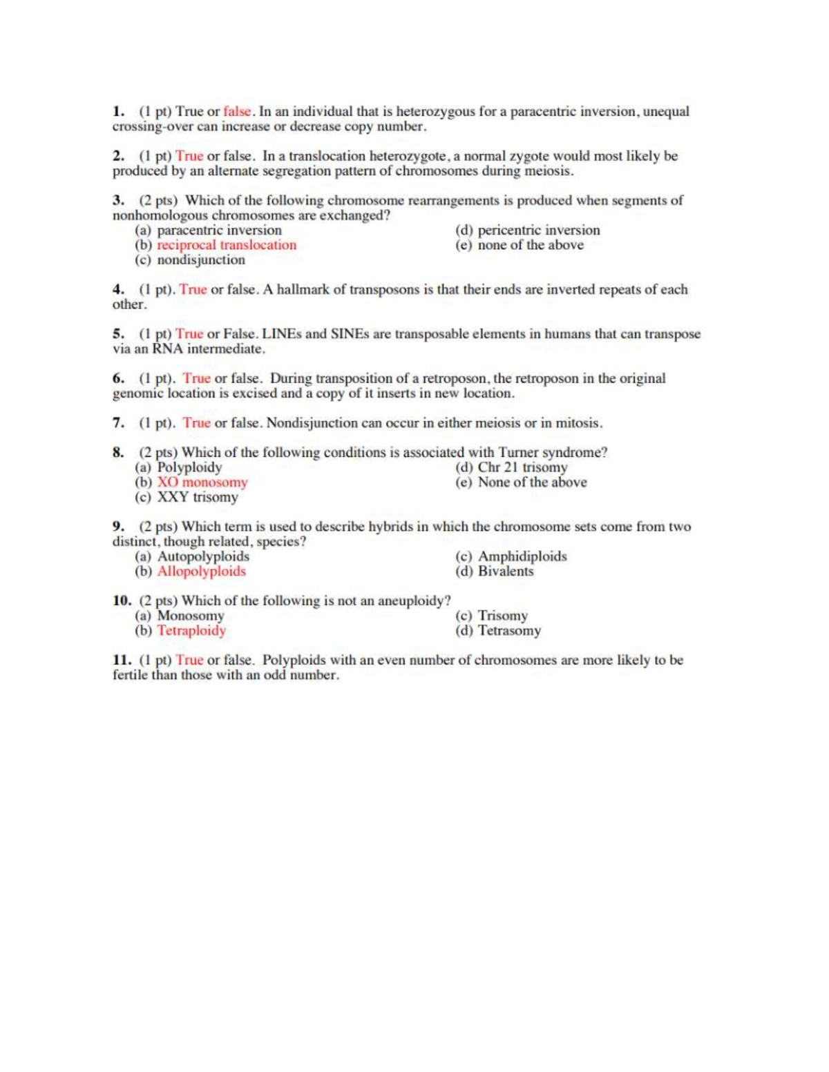 Genetics quiz 5 - BIOS 20187 - Studocu