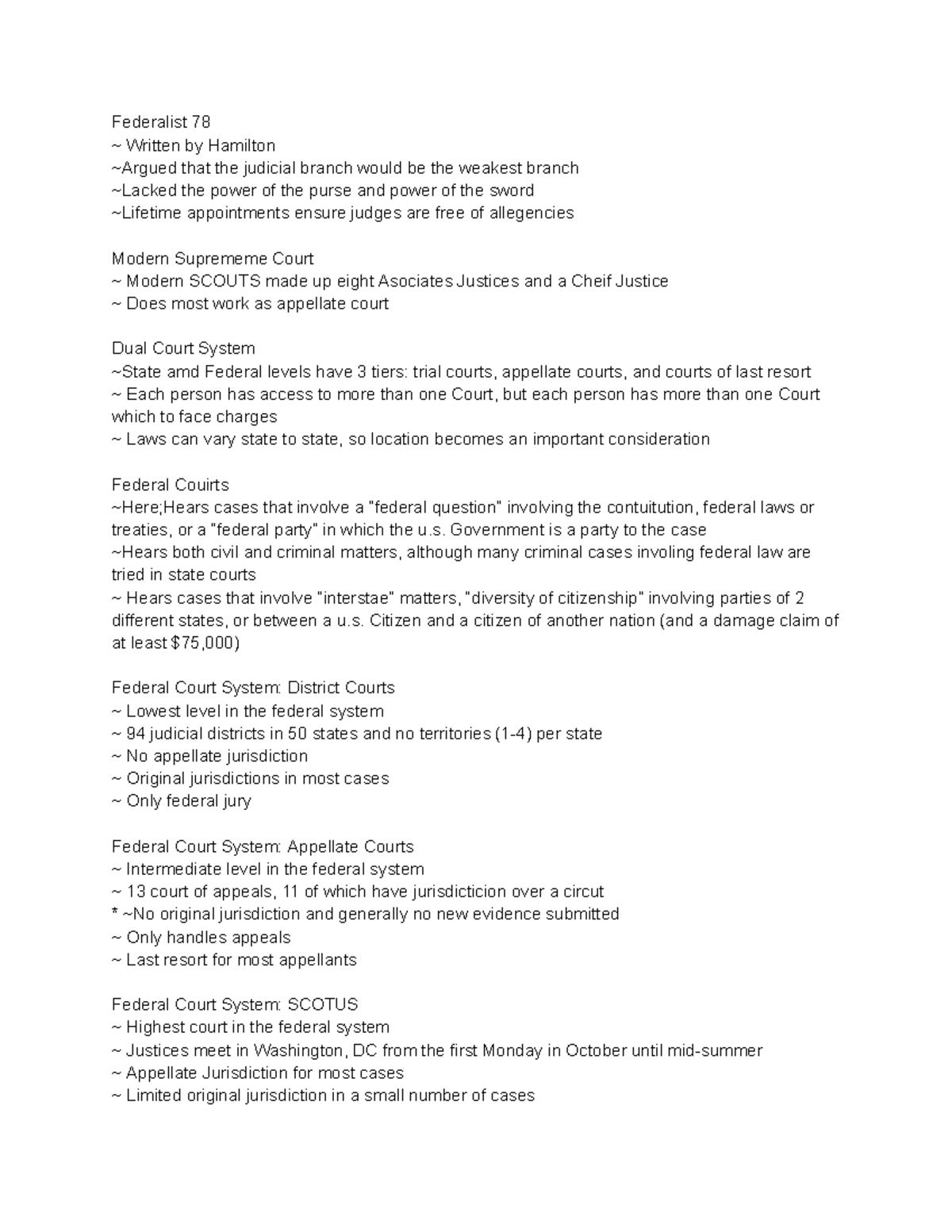 Lecture 10 - Federalist 78 ~ Written by Hamilton ~Argued that the ...