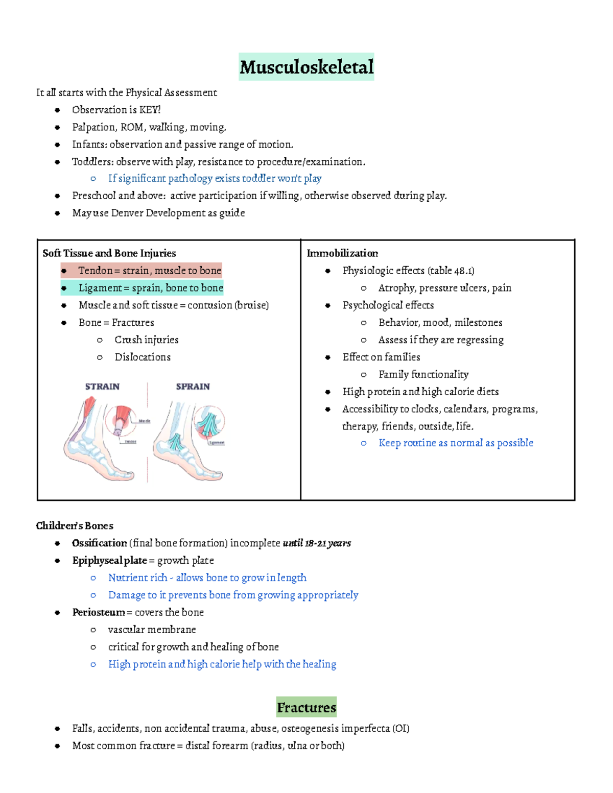 Pediatrics Week Muscuokeletal - Musculoskeletal It all starts with the ...