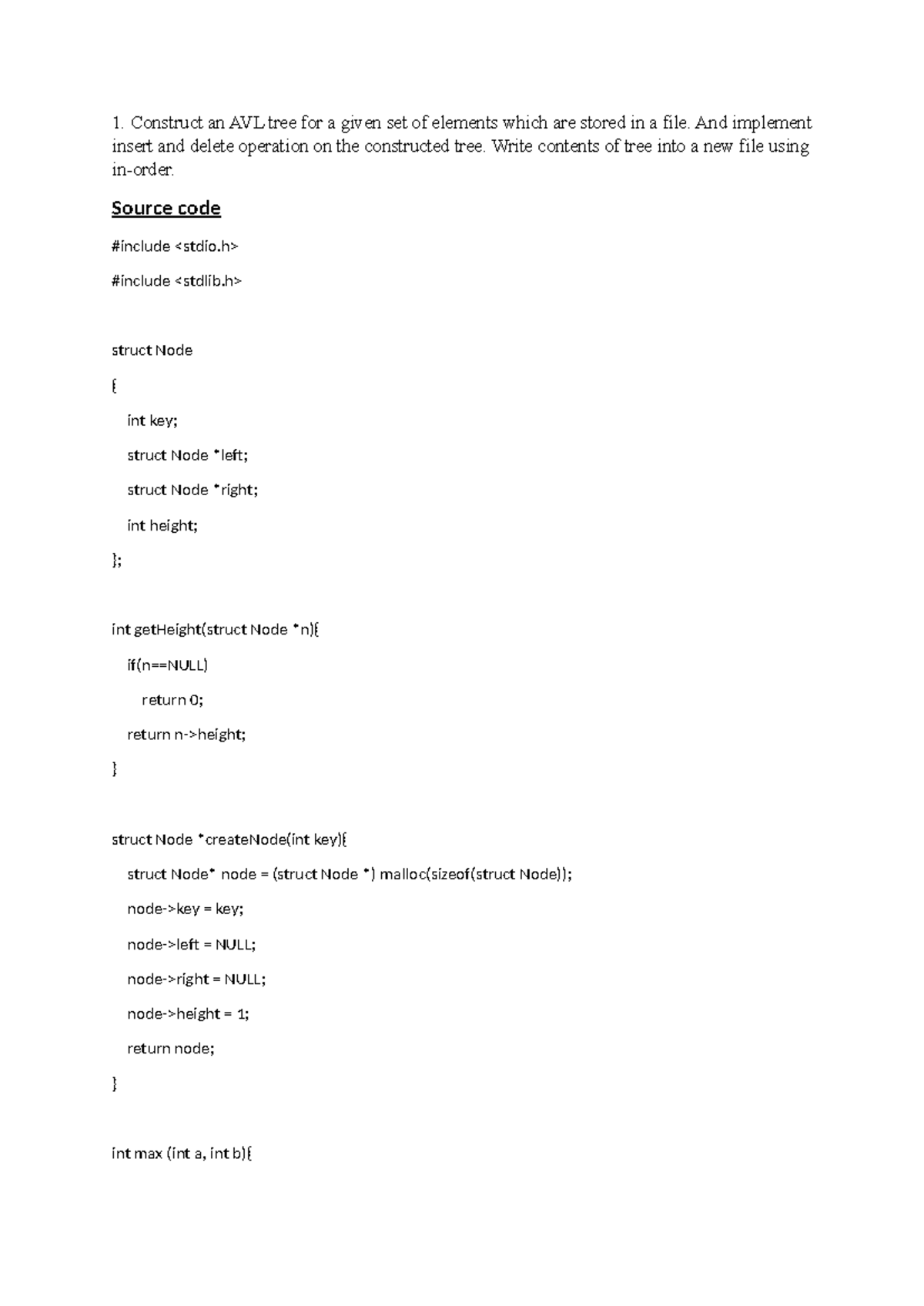 ADS Lab - if use - 1. Construct an AVL tree for a given set of elements which are stored in a ...