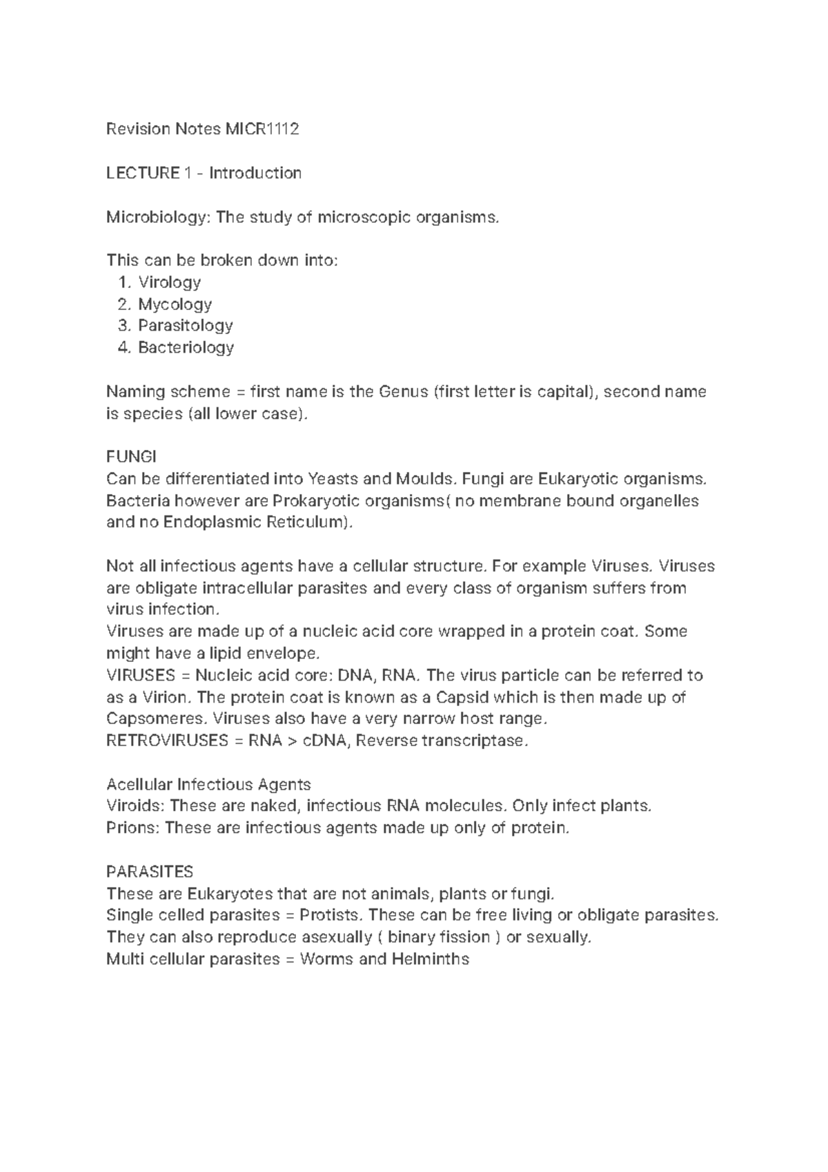 SD Introductory microbiology full module notes - !. #. $. %. Revision ...