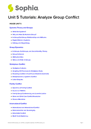 Unit 1 tutorials describe conflict resolution and theories of conflict - Unit 1 Tutorials ...