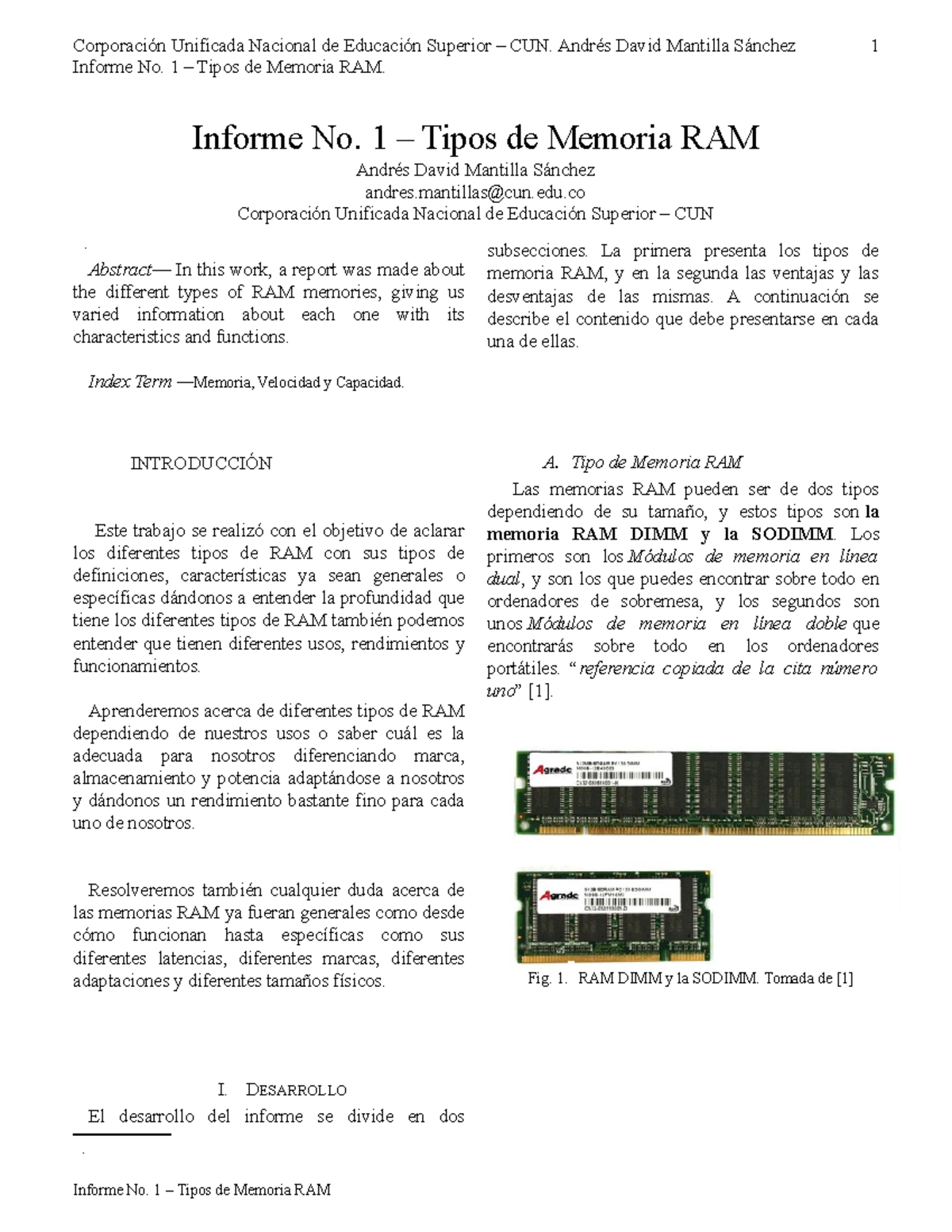 Informe ACA 1 - Aca 1 de fisica - Corporación Unificada Nacional de ...