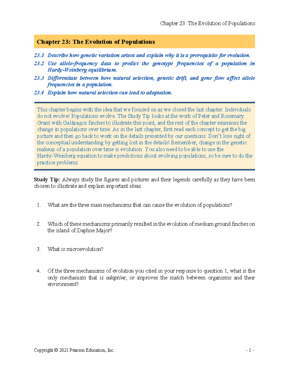 AP Bio reading guides - Copyright © 2021 Pearson Education, Inc. - 1 ...