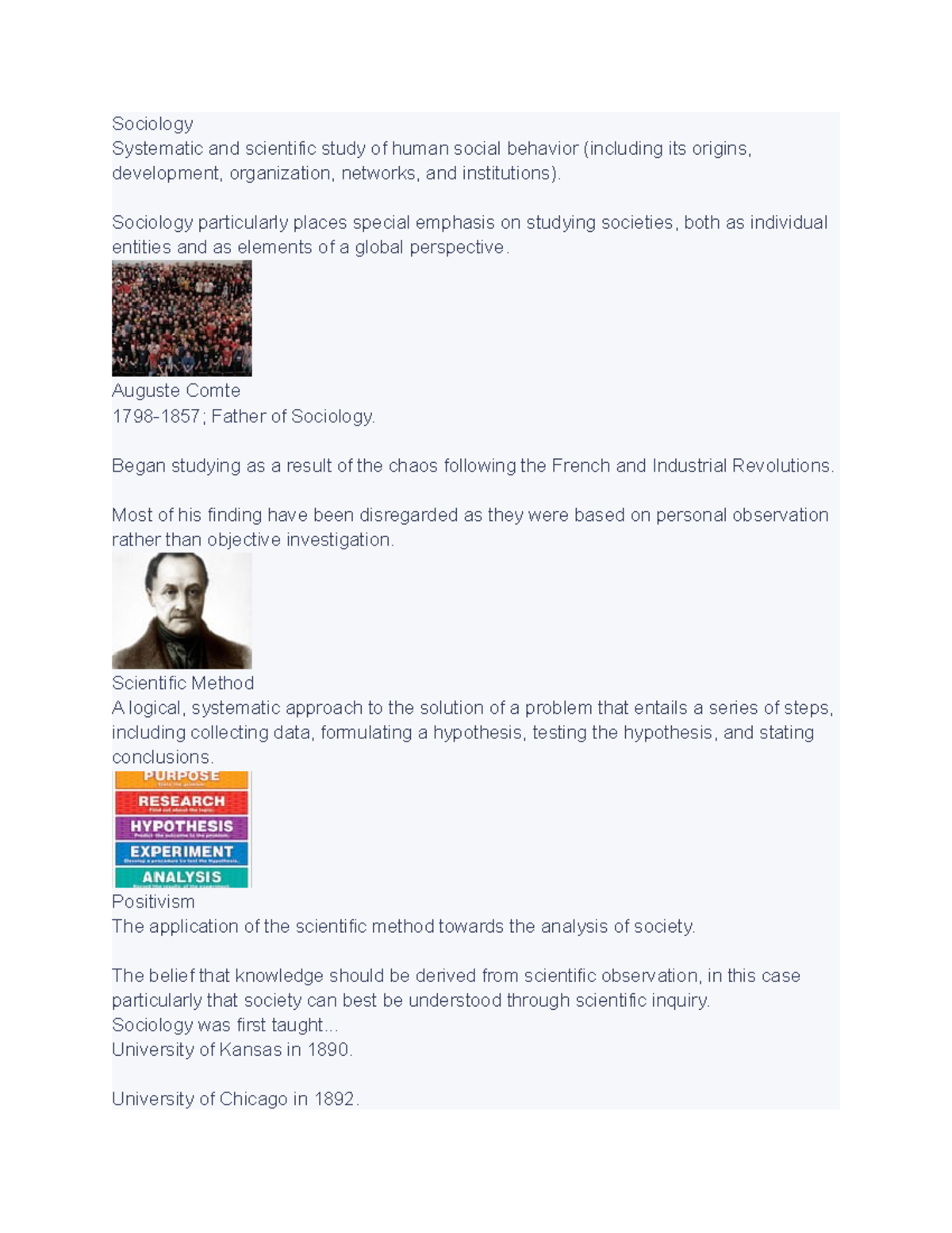 Sociology - soci 1510 notes pt 1 - Sociology Systematic and scientific ...