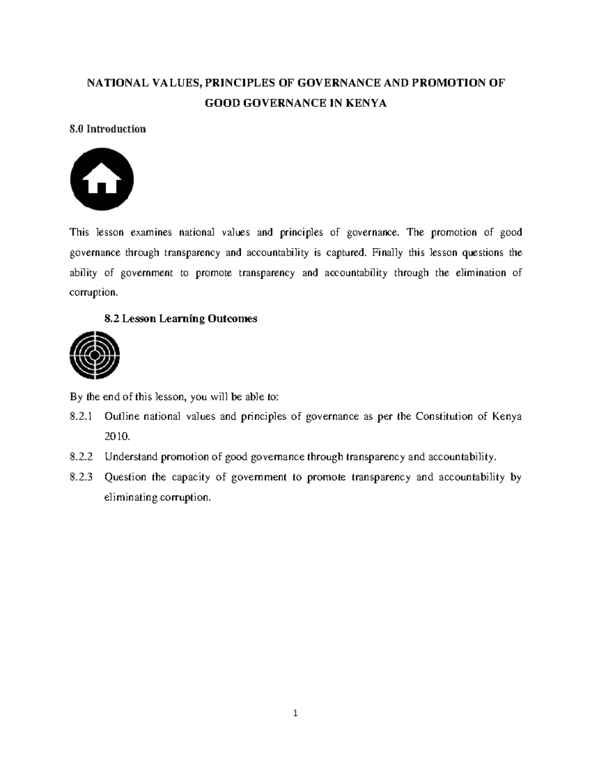 National Values and Principles of Good Governance - NATIONAL VALUES ...