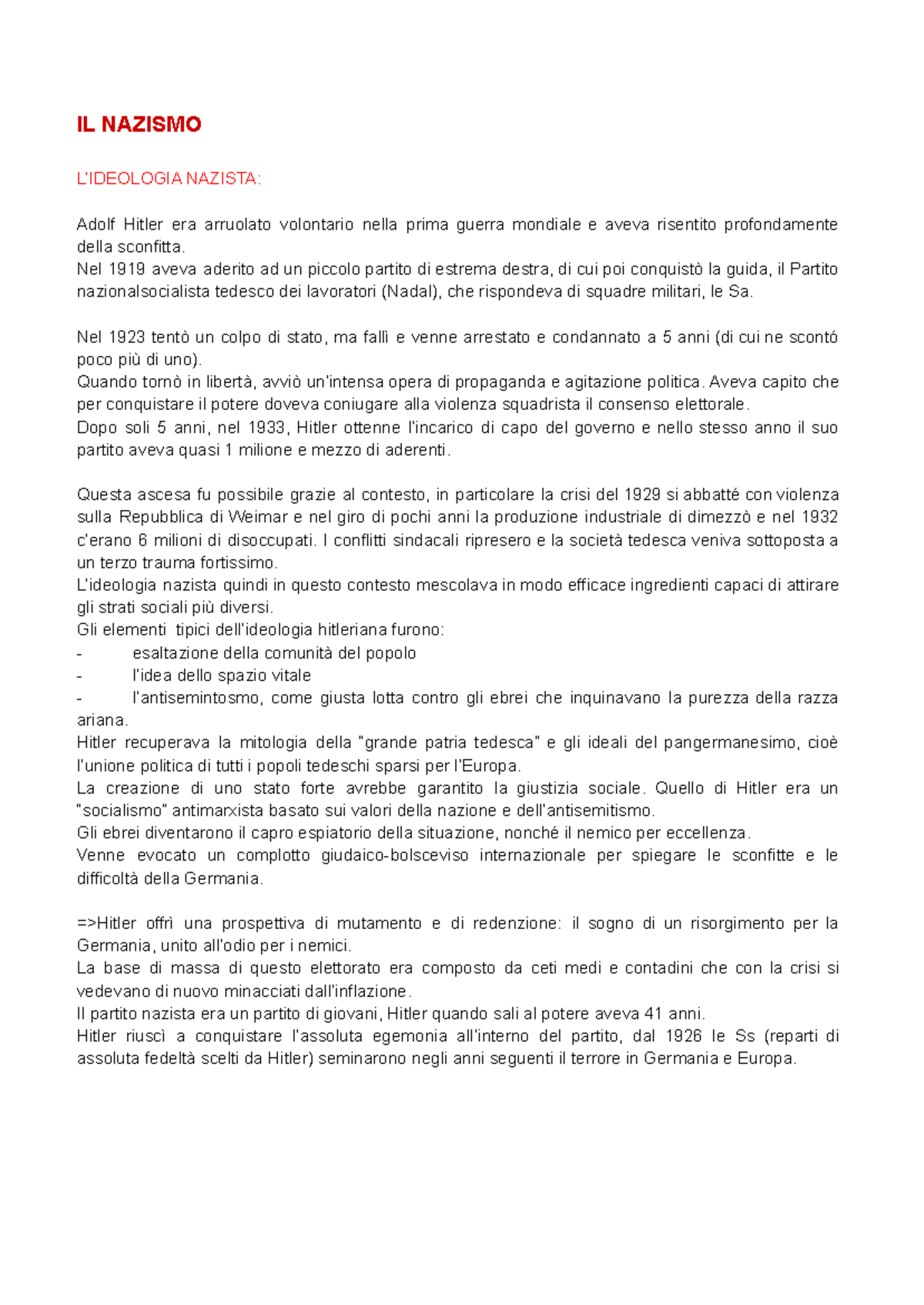 IL Nazismo - il nazzismo storia programma 5 - IL NAZISMO L’IDEOLOGIA ...