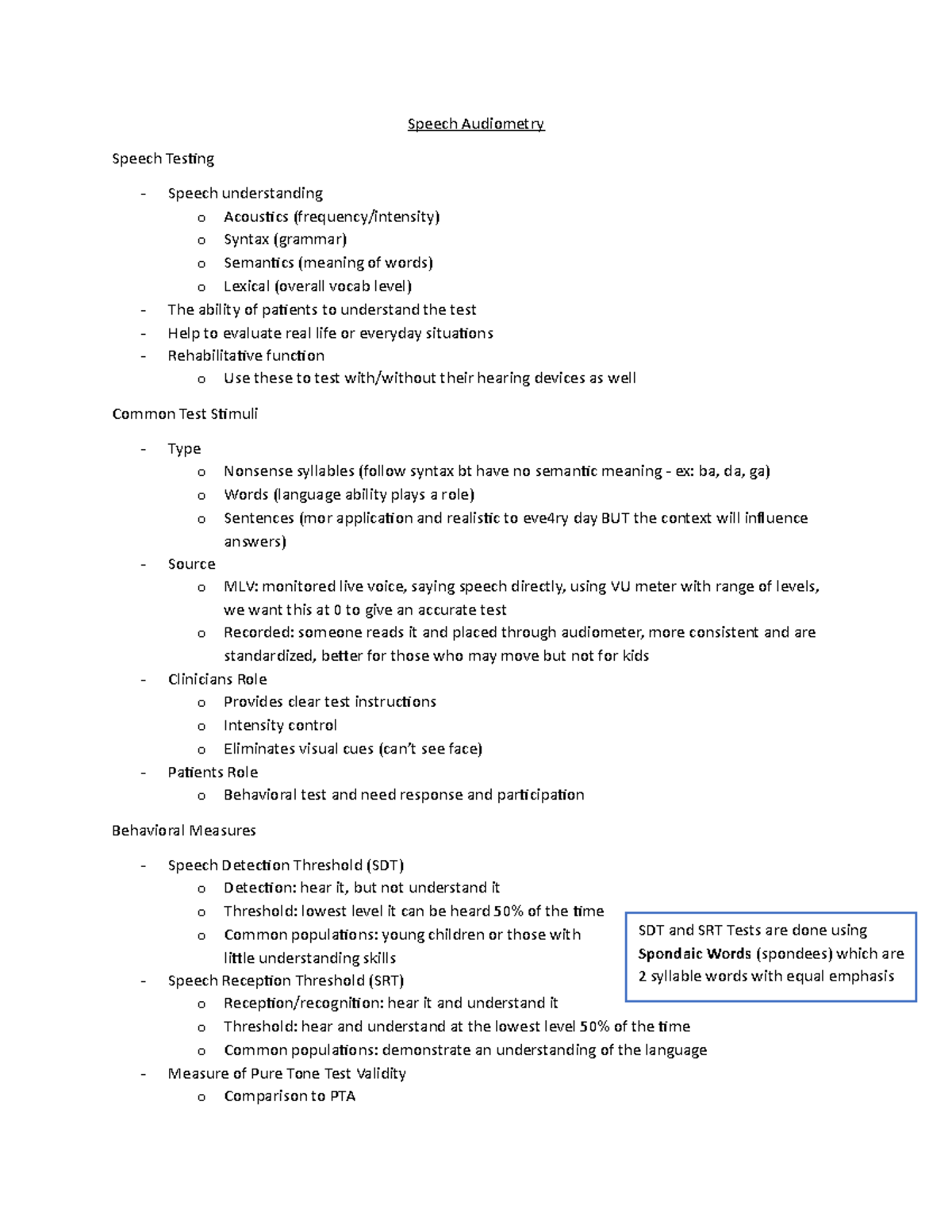 Speech Audiometry - Speech Audiometry Speech Testing Speech ...