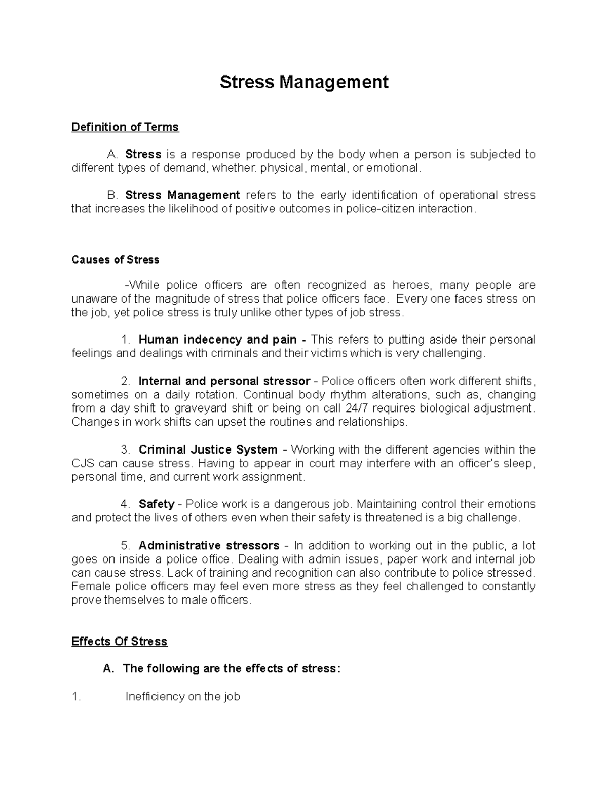 Stress Management in the Law Enforcement Sector - Stress Management ...