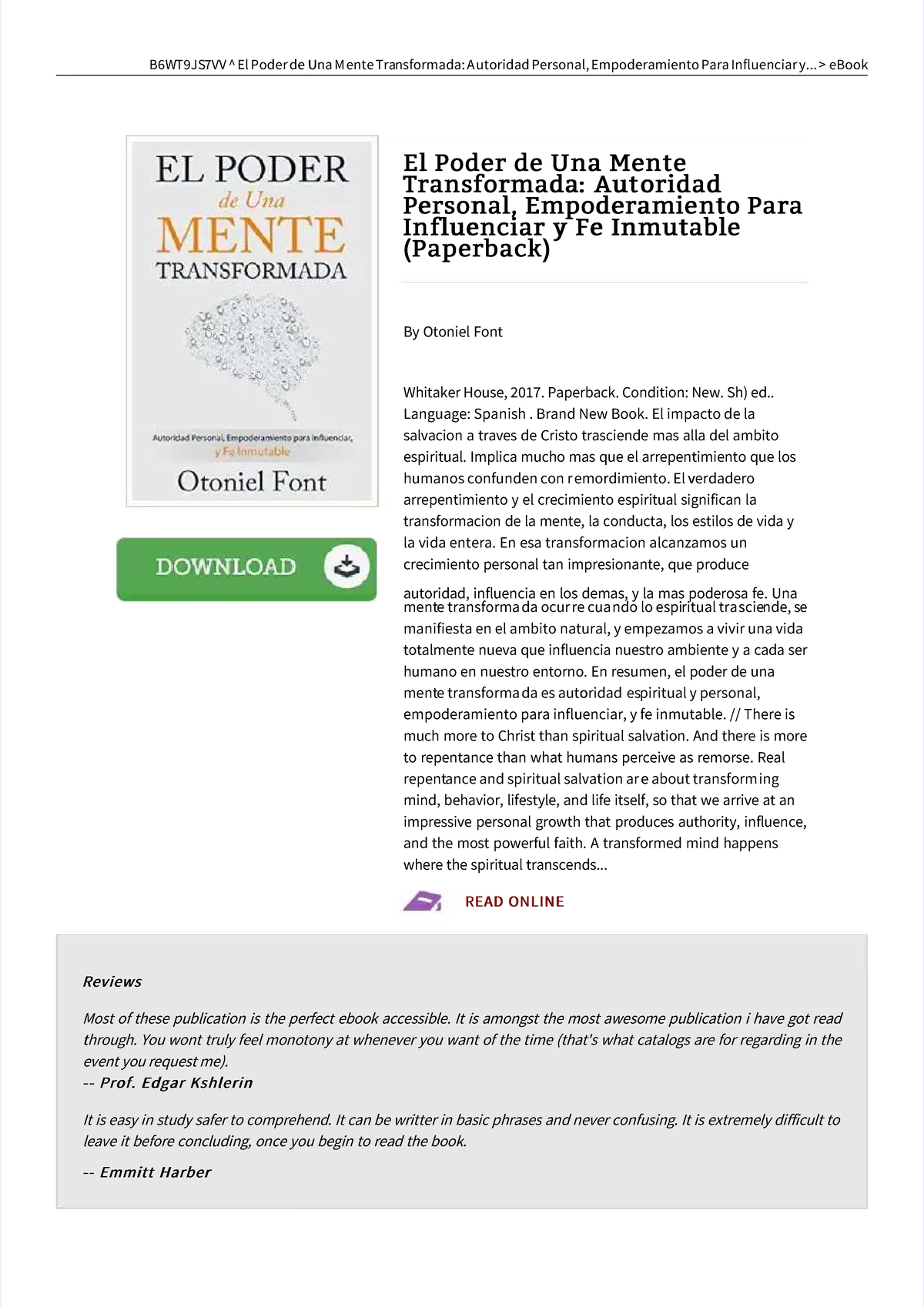 Pdf-read-9781629119717-el-poder-de-una-mente-transformada-autoridad-per-pdf compress - - Studocu