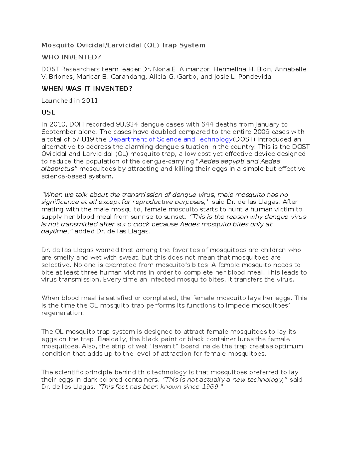 Mosquito OL TRAP - hi hi h hi - Mosquito Ovicidal/Larvicidal (OL) Trap ...