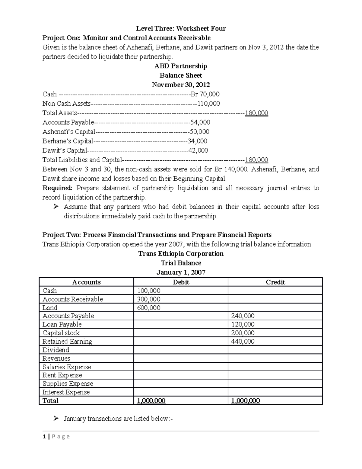 Exam 4 - COC - Level Three: Worksheet Four Project One: Monitor and ...
