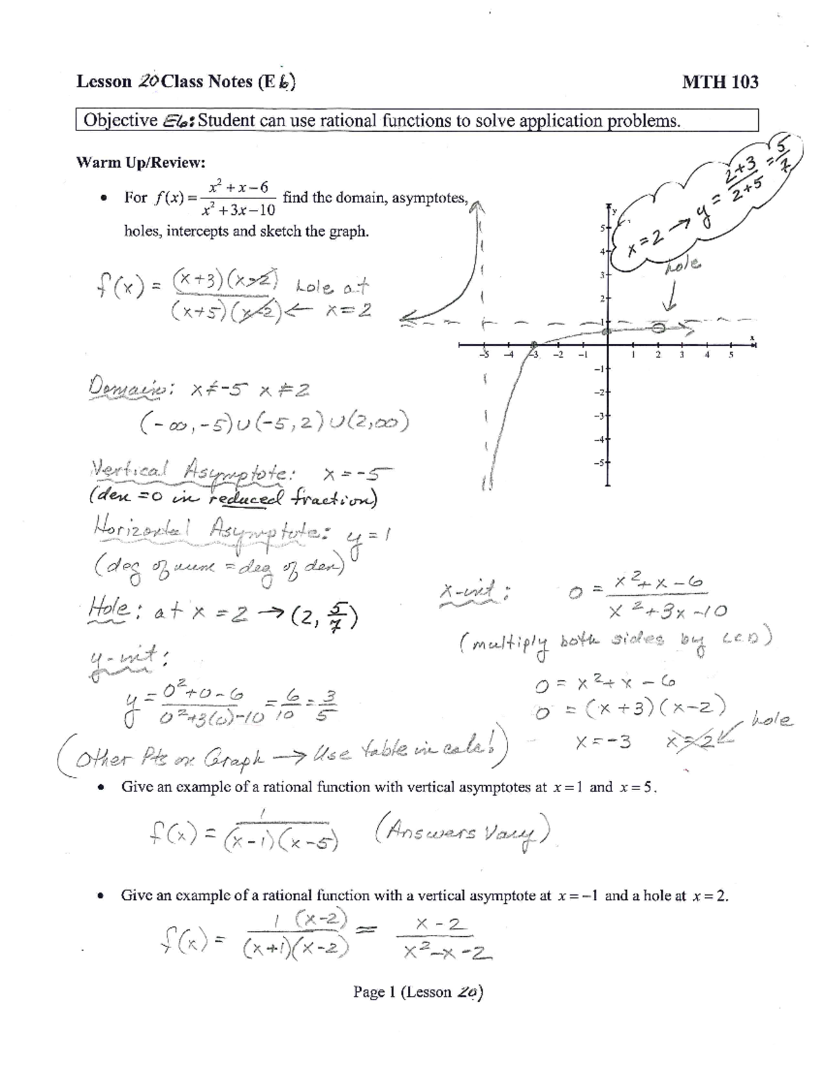 Completed Class Notes 20 - MTH 103 - Studocu