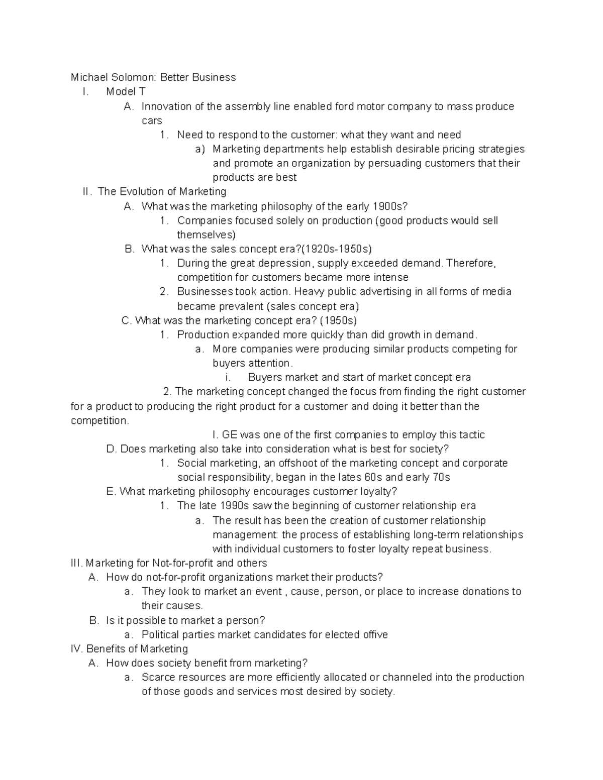 GSGS Notes on solomon readings - Michael Solomon: Better Business I ...