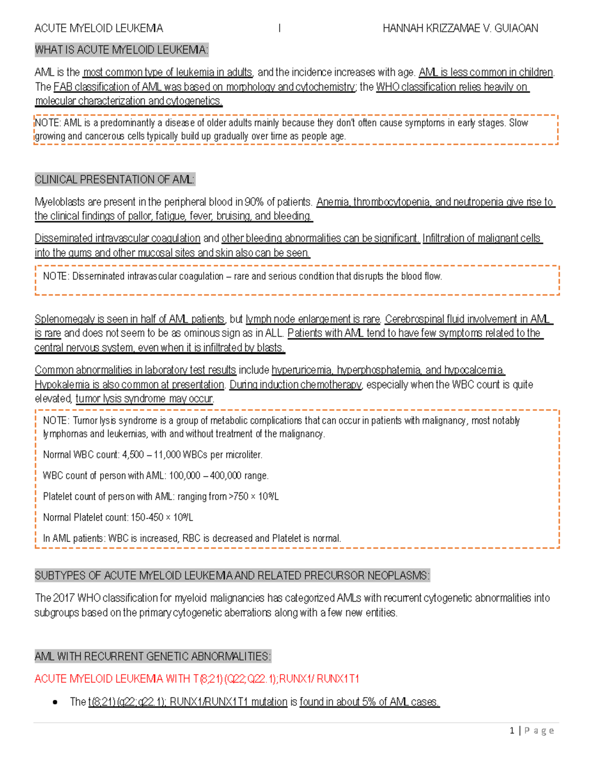 Acute- Myeloid- Leukemia - NOTE: Disseminated intravascular coagulation ...