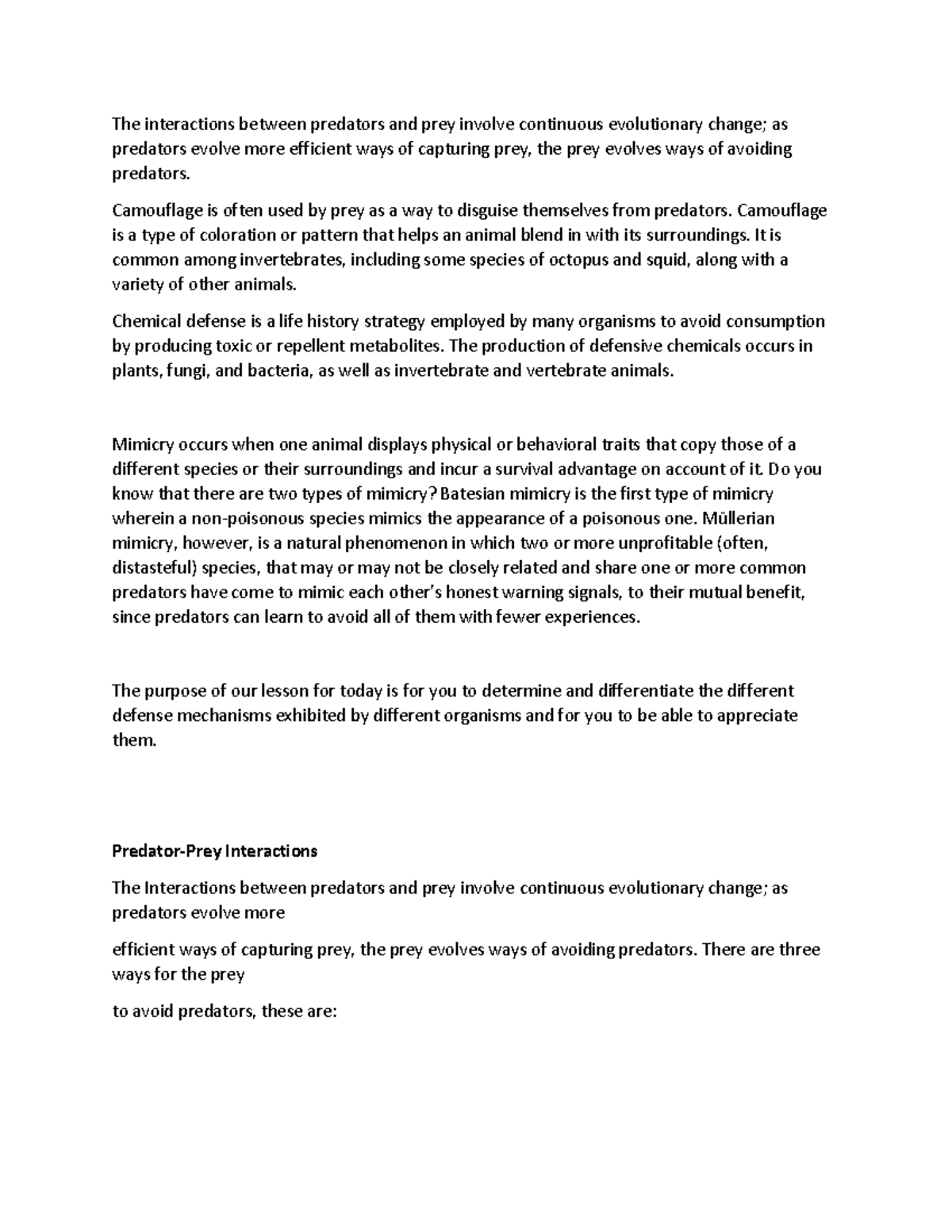 Environmental Science - The interactions between predators and prey ...