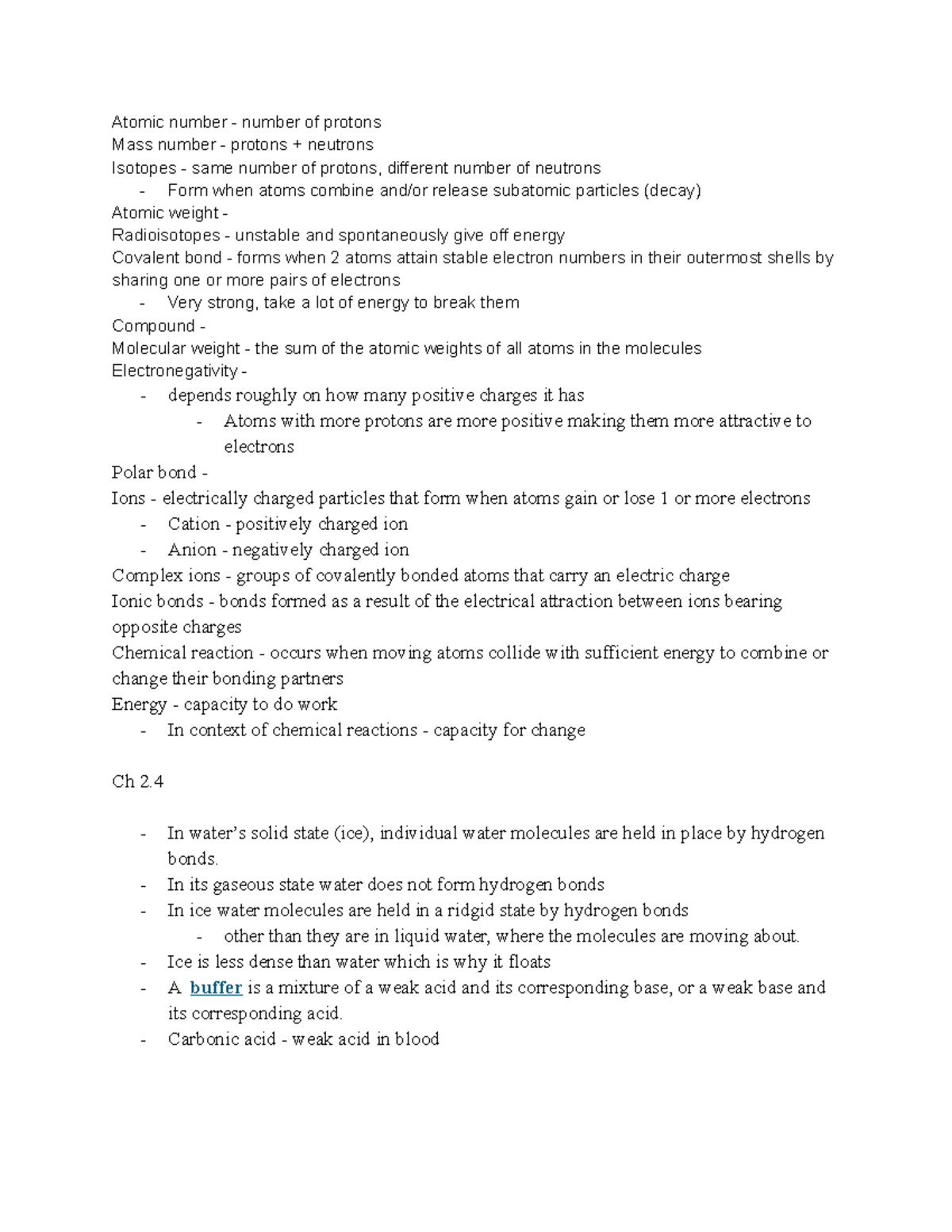 Bio Hw notes - Atomic number - number of protons Mass number - protons ...