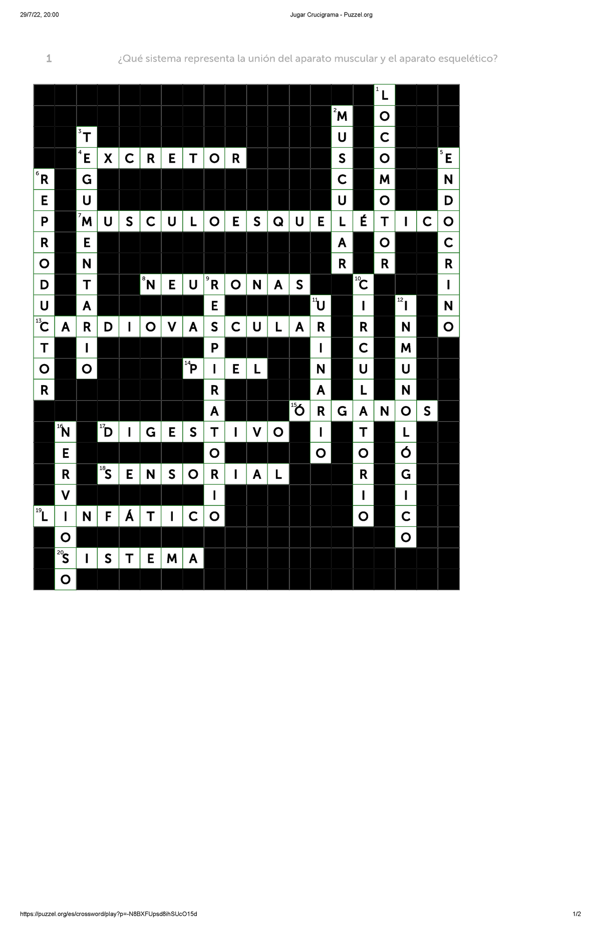 Punto 2. Diligenciado - TAREA - 29/7/22, 20:00 Jugar Crucigrama ...