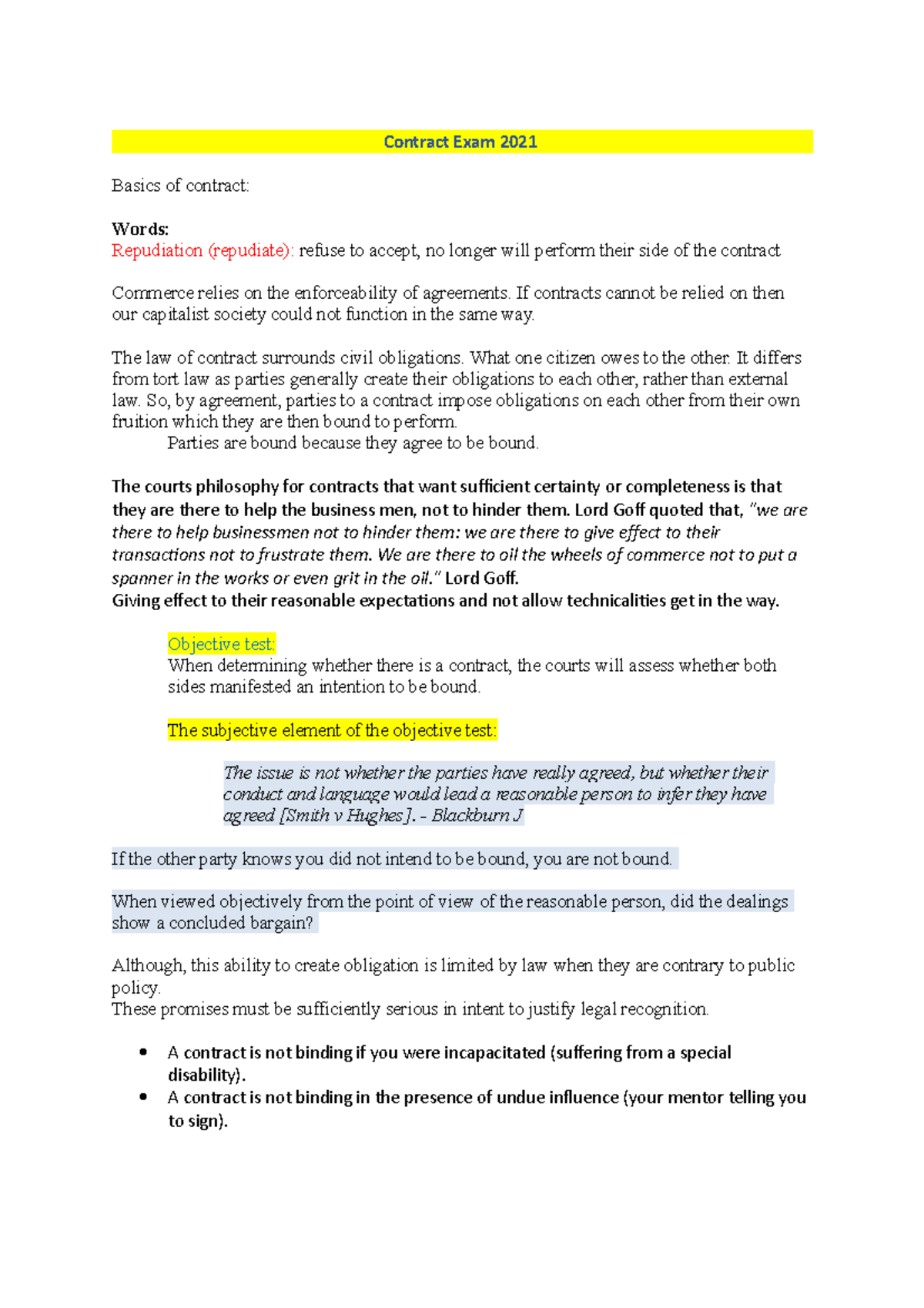 Contract Exam 2021 - A chaotic and intense cheat sheet for a chaotic ...