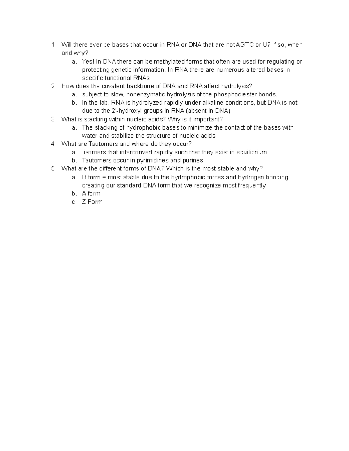 Chapter 8 Reading Questions - Will there ever be bases that occur in ...