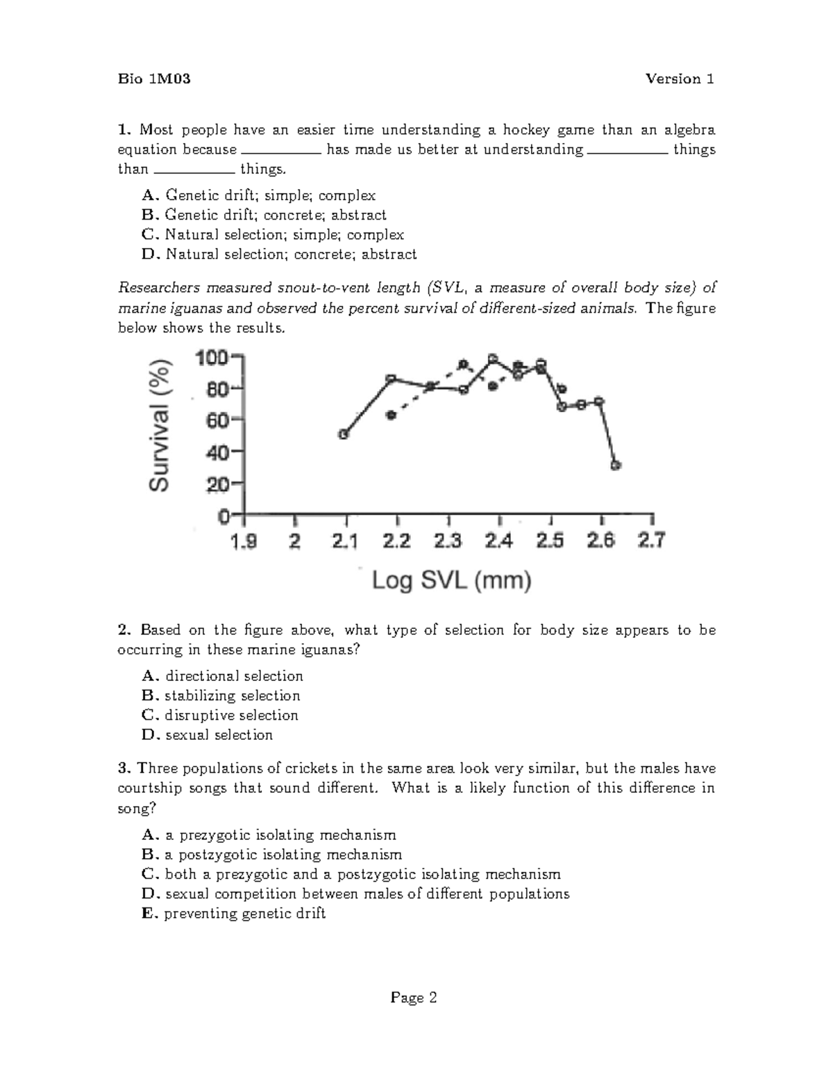 Bio Practice Test 1 - BIO1M03 - McMaster - Studocu