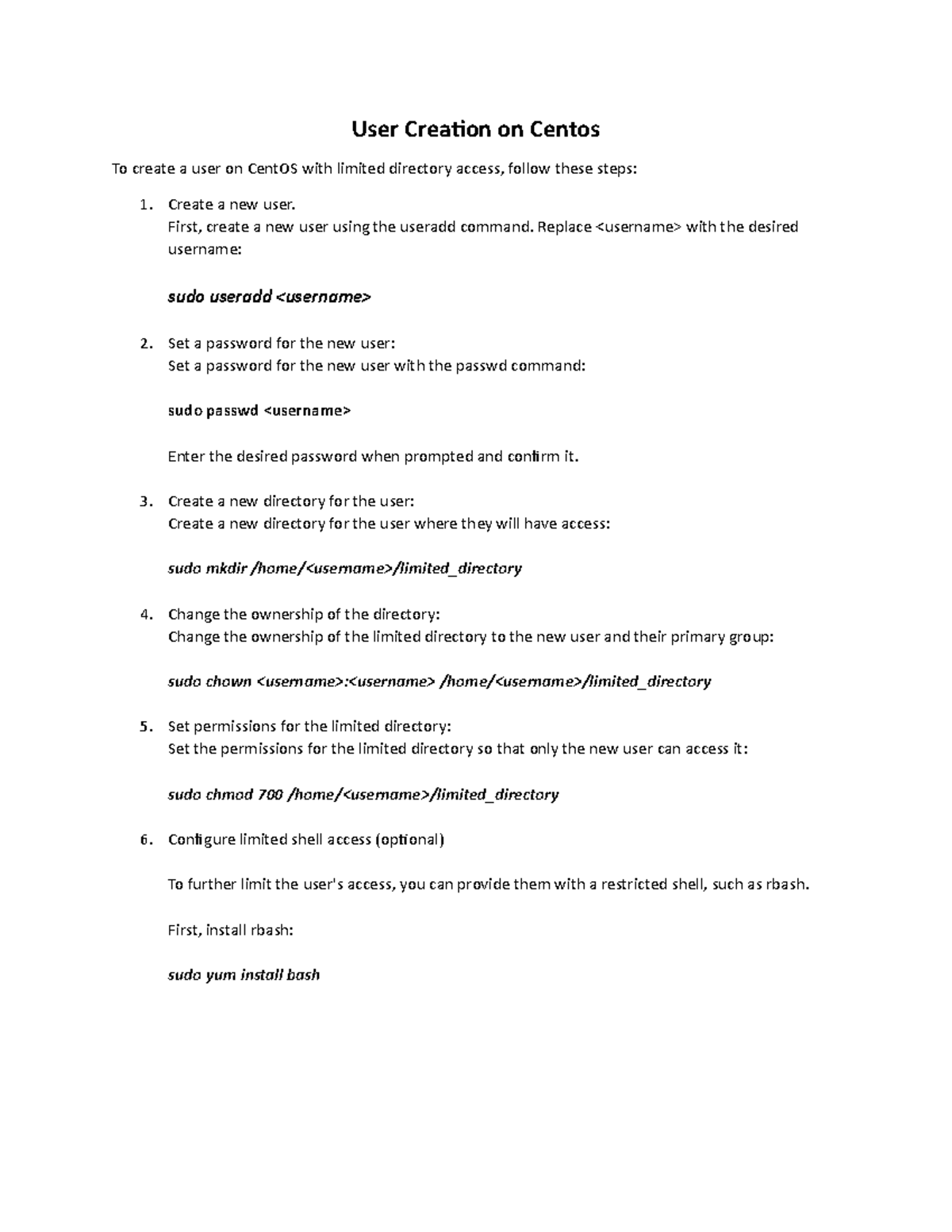 User Creation on Centos - First, create a new user using the useradd ...