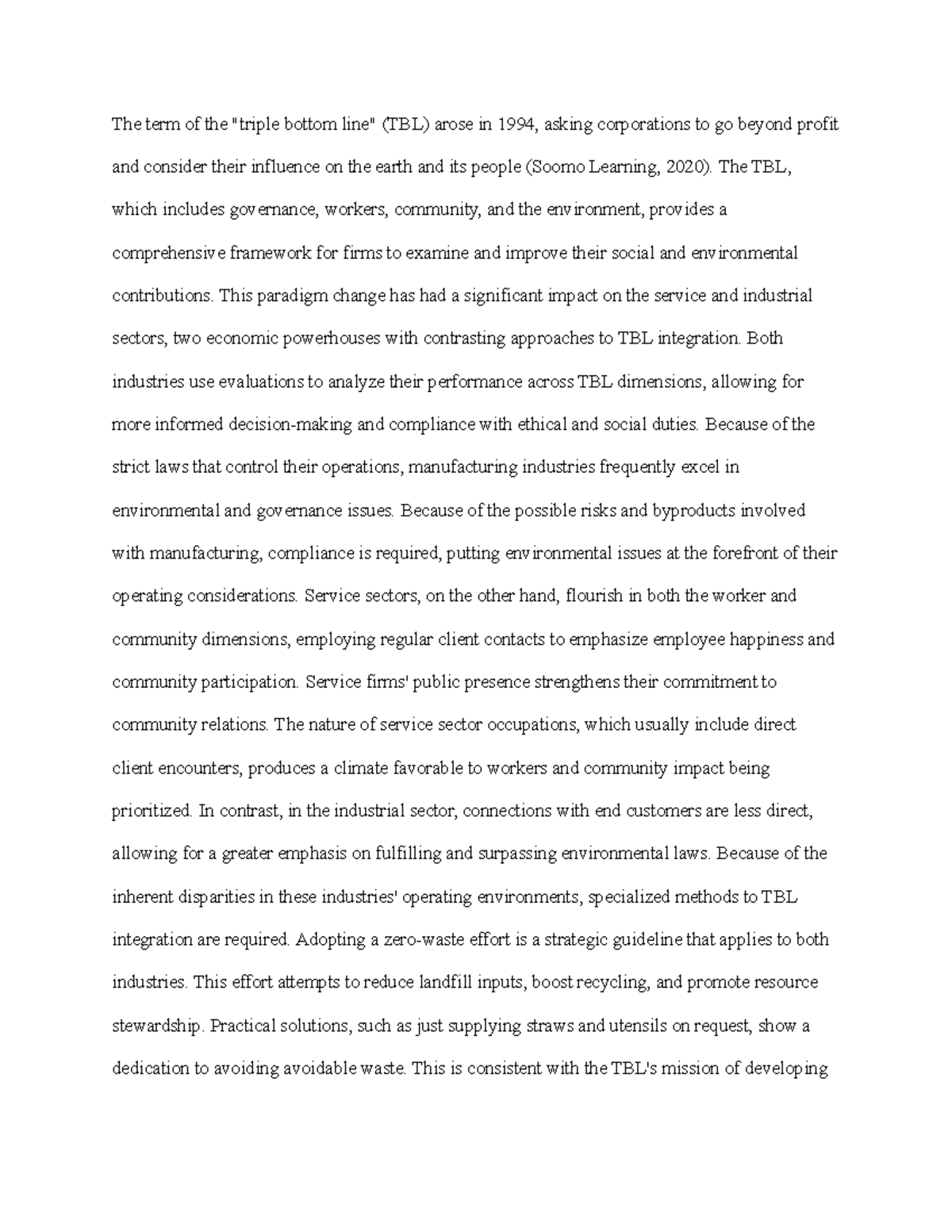 1-3 TBL - module 1 assignment - The term of the "triple bottom line ...
